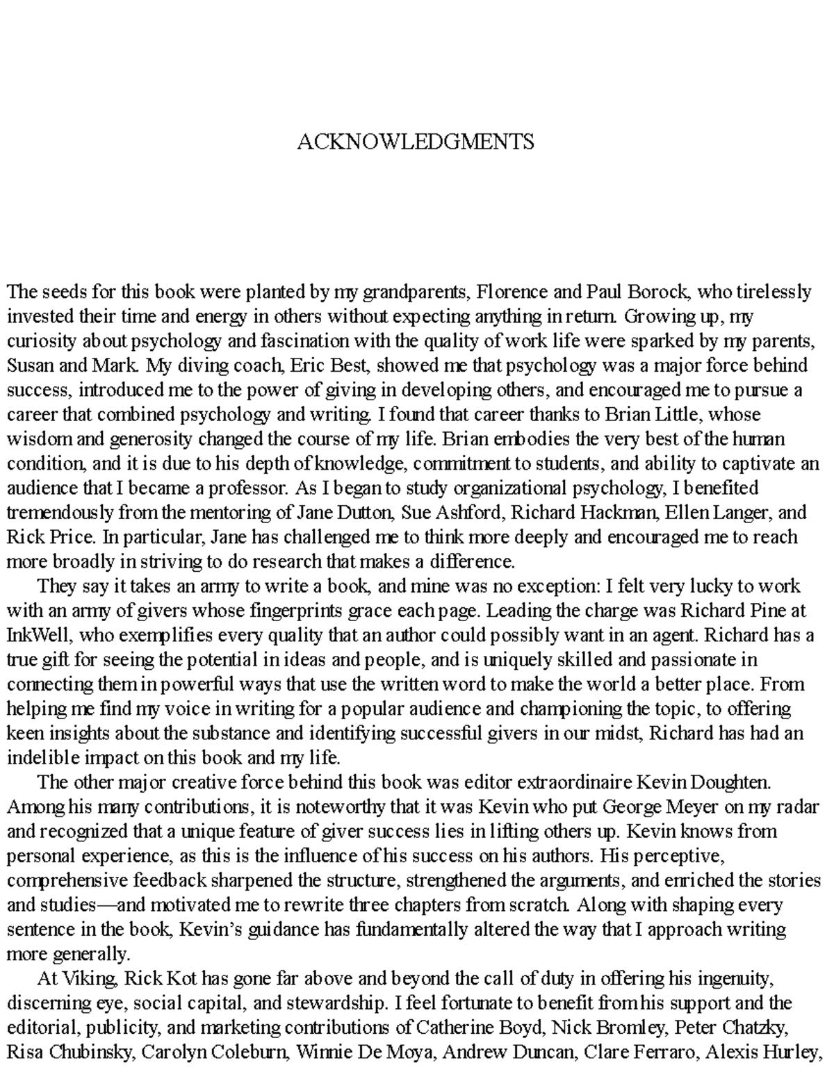 Give and Take Part 9 Acknowledgments - ACKNOWLEDGMENTS The seeds for ...