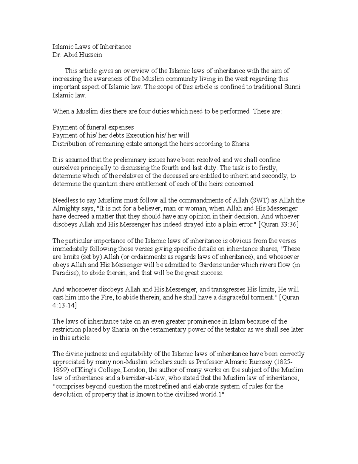 569166675 Islamic Laws of Inheritance - Islamic Laws of Inheritance Dr ...