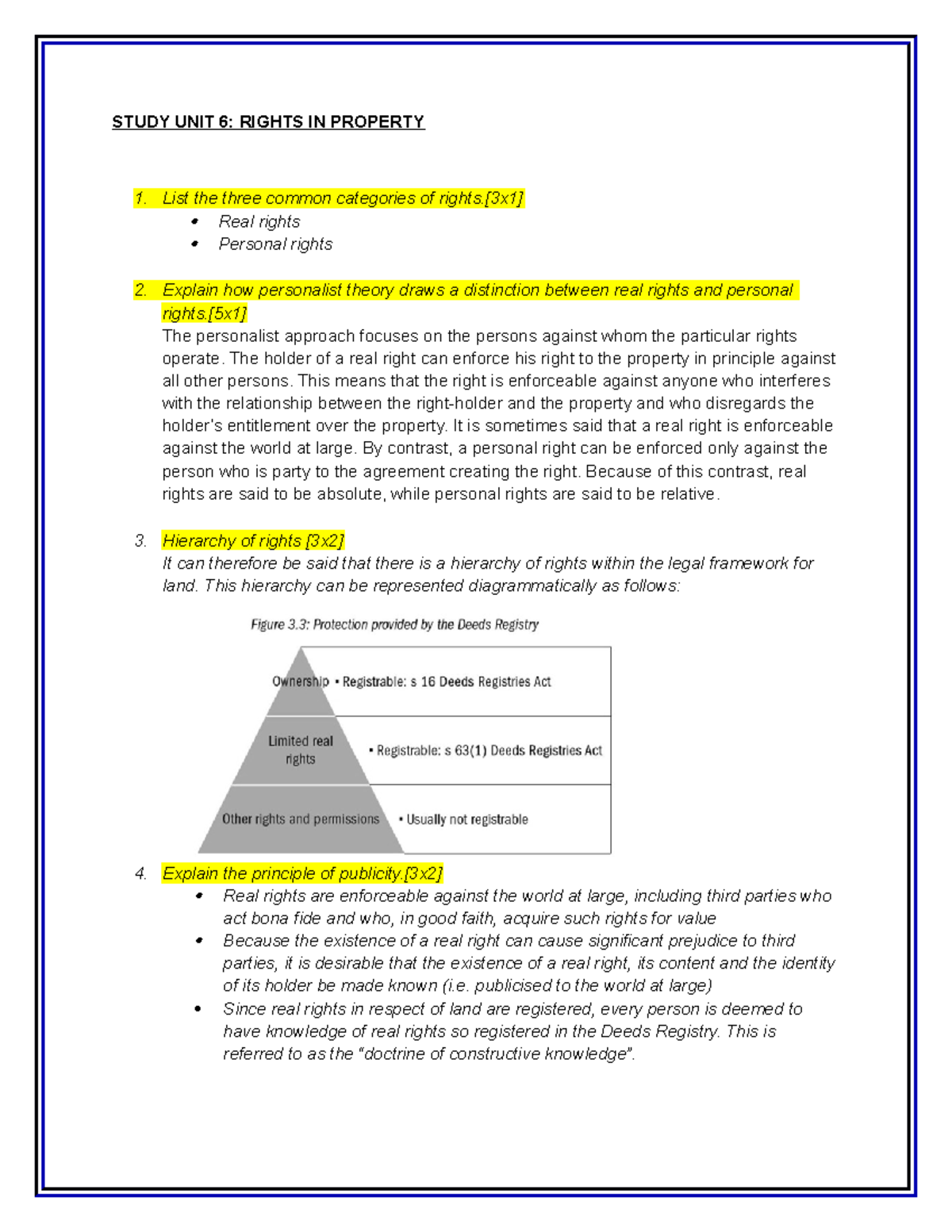 Legal Principles (LEP200S) Study Unit 6 - STUDY UNIT 6: RIGHTS IN ...
