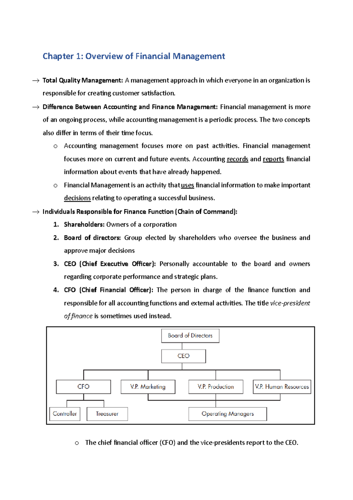 FIN Theory - Chapter 1: Overview of Financial Management → Total ...