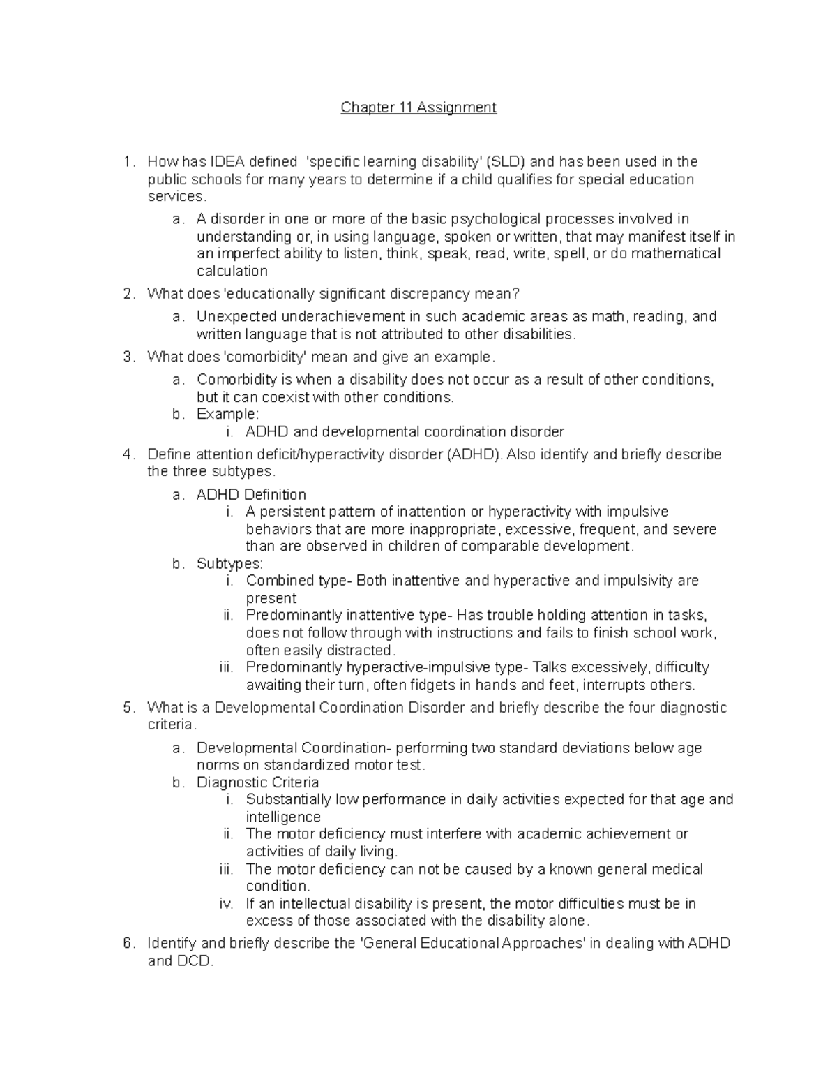 Chapter Assignment 11 Special Pops - Chapter 11 Assignment How has IDEA ...