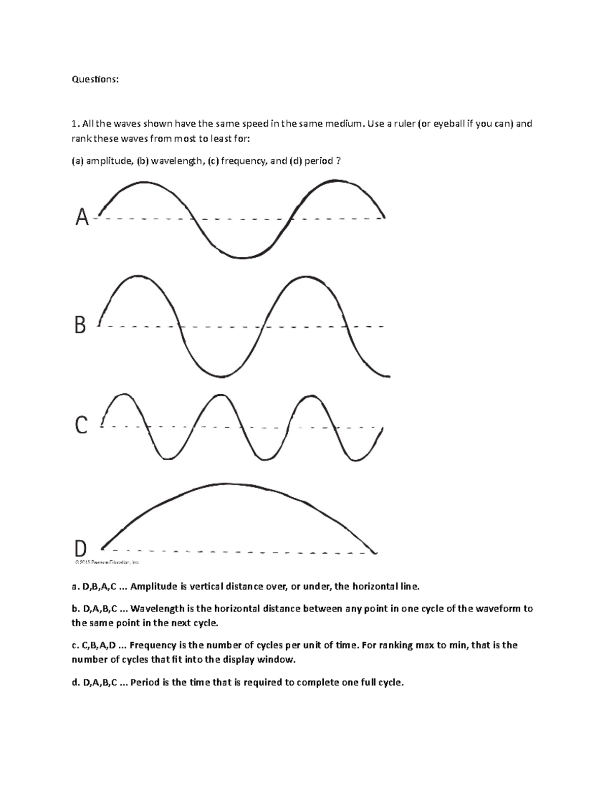 Assignment 9Vibrationsand Waves - Questions: All the waves shown have ...