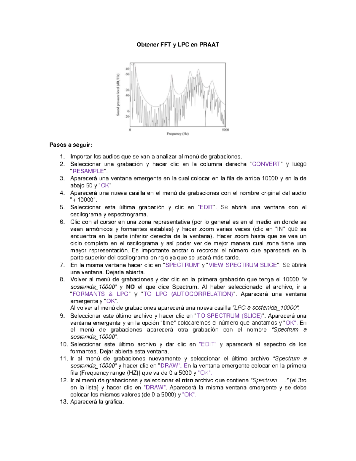 Tutorial Praat Espectros - Obtener FFT y LPC en PRAAT Pasos a seguir ...