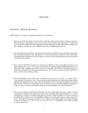 Exercise 3 - Getting to know R and R studio - Exercises Exercise 3: Importing and manipulating ...