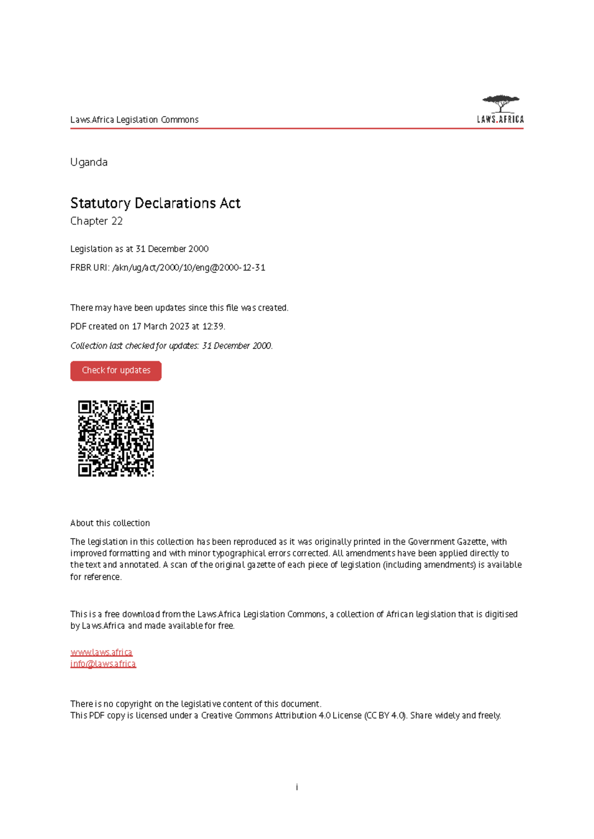 Akn ug act 2000 10 eng 2000 12 31 - Laws Legislation Commons Uganda ...