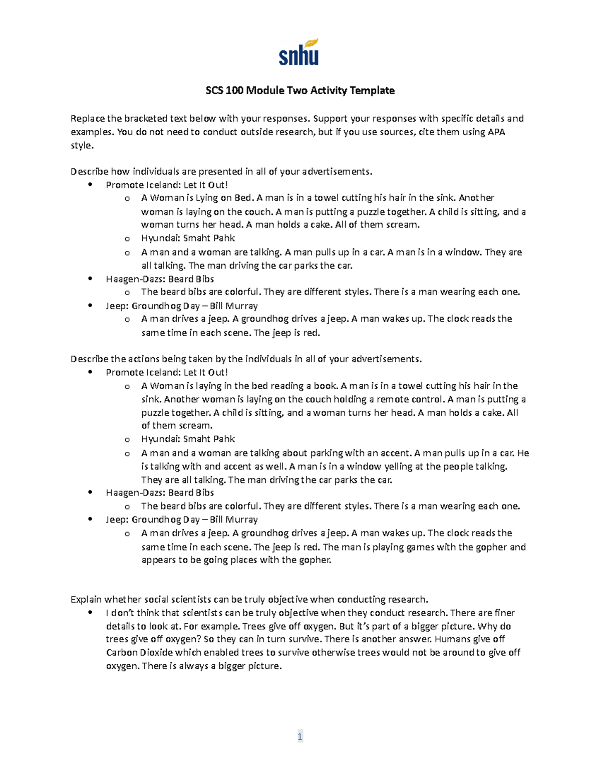 SCS 100 Module Two Activity Template - SCS 100 Module Two Activity ...