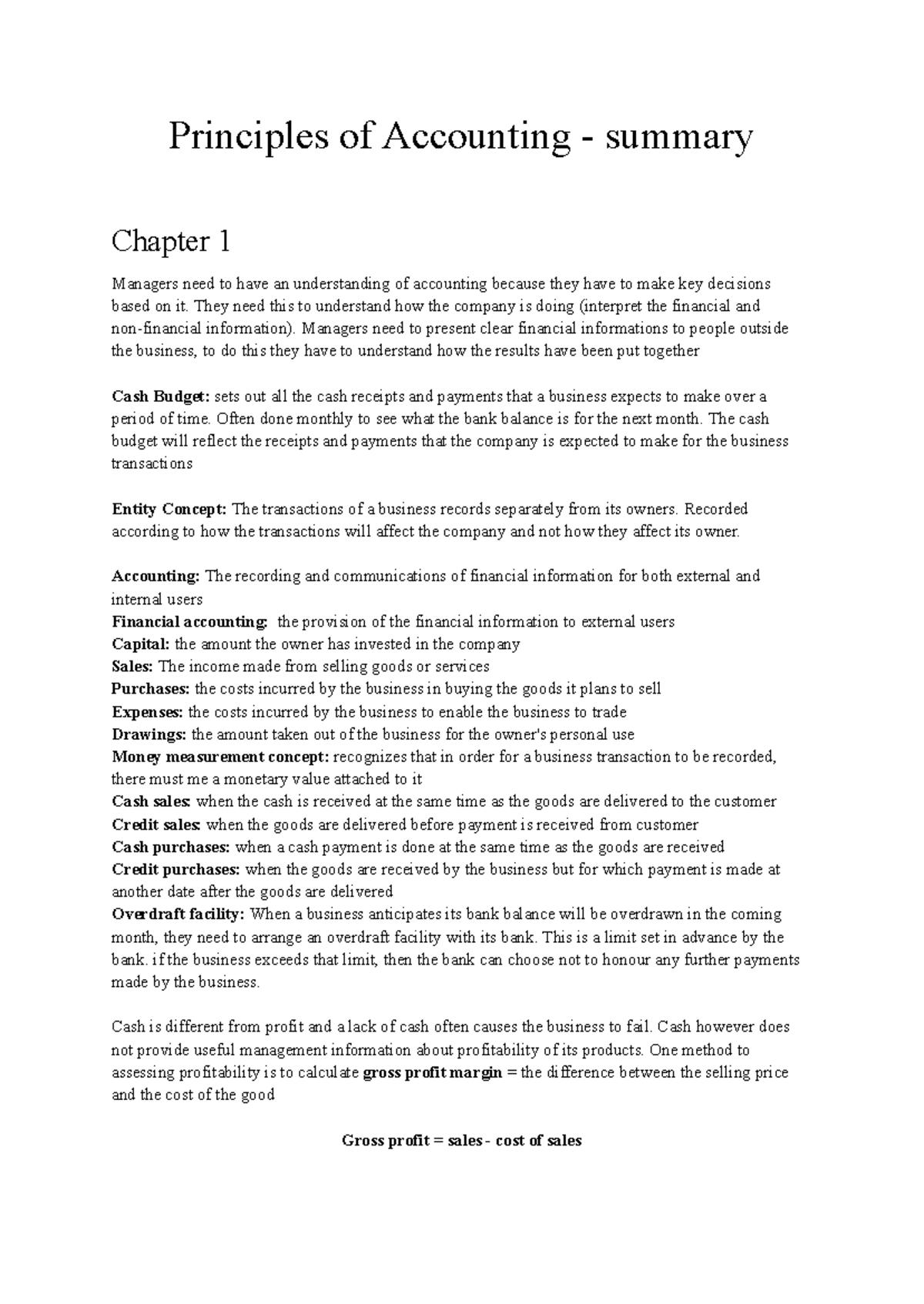 Principles of Accounting summary-2 - Principles of Accounting - summary ...
