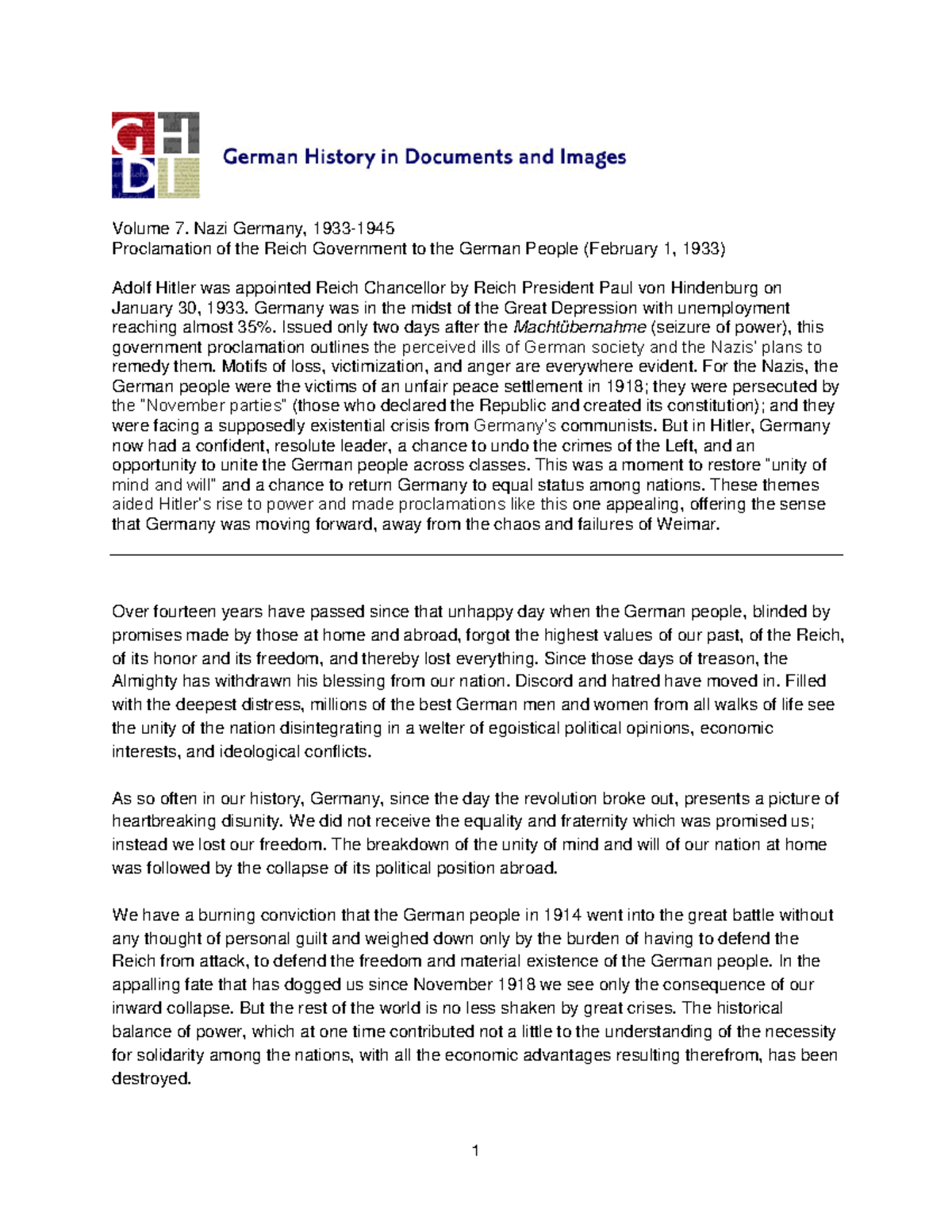 Proclamation Reich Gov 1933 ENG-7 - Volume 7. Nazi Germany, 1933- 1945 ...
