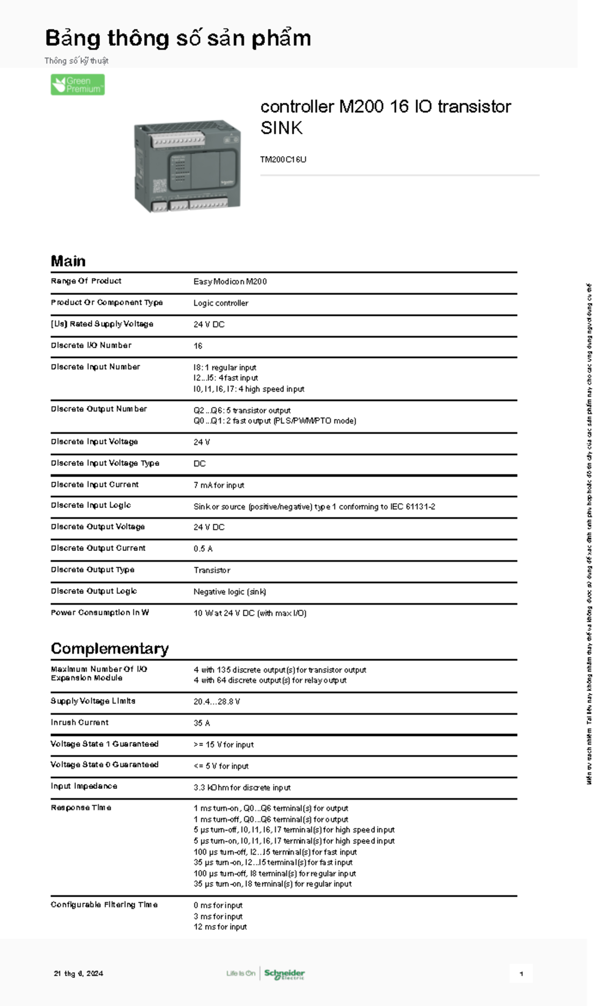 Schneider Electric Easy-Modicon-M200 TM200C16U - controller M200 16 IO ...