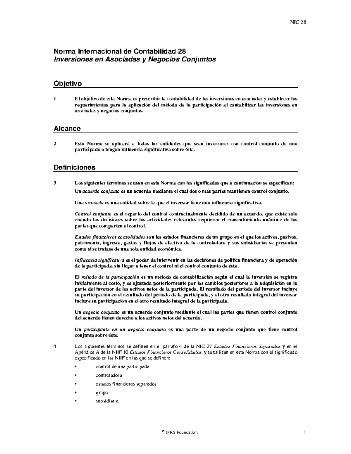 NIC-28 - NIC 28 - Norma Internacional de Contabilidad 28 Inversiones en ...