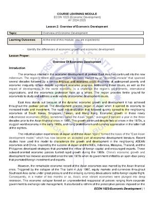 Week 4 - Review - COURSE LEARNING MODULE ECON 1023 (Economic ...