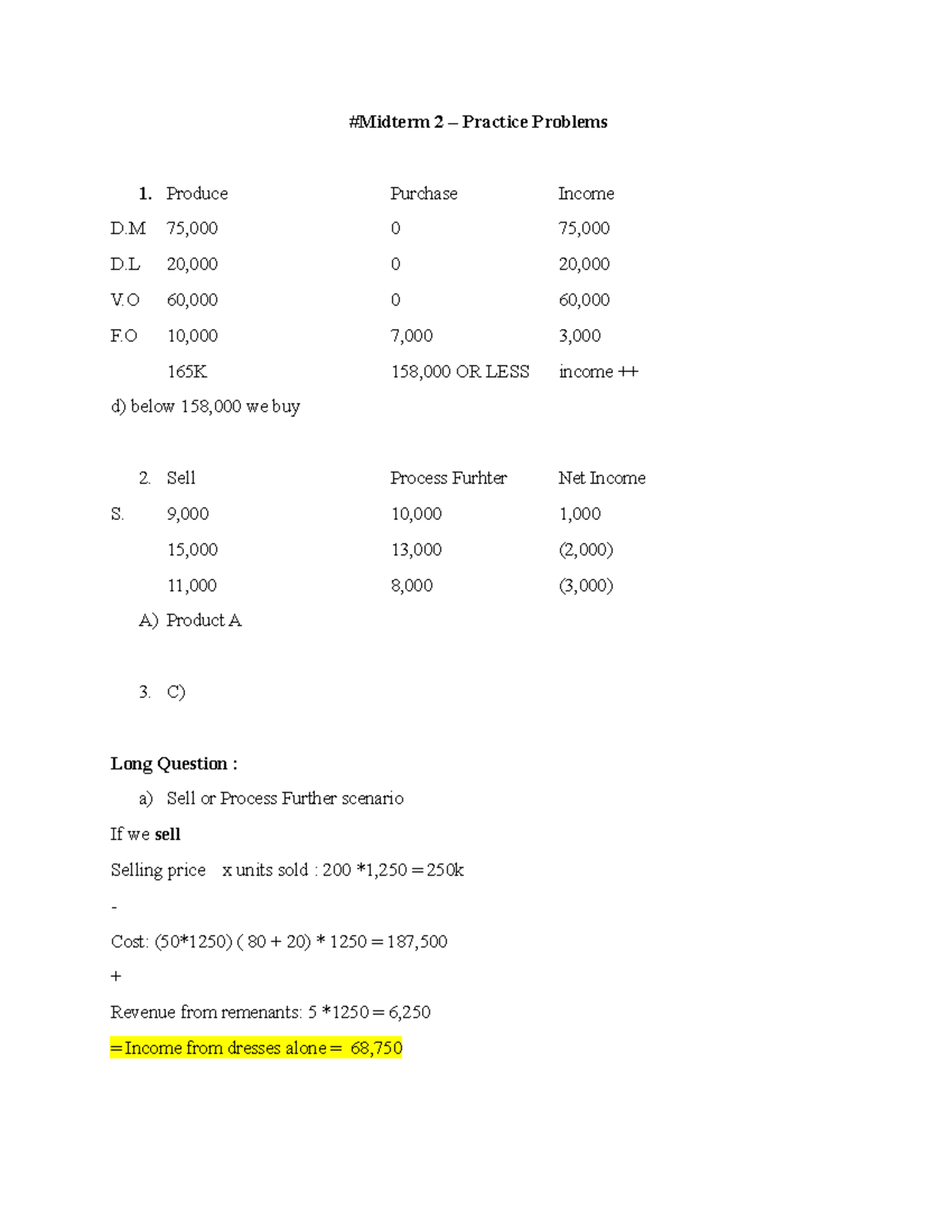 Midterm 2 review - #Midterm 2 – Practice Problems Produce Purchase ...