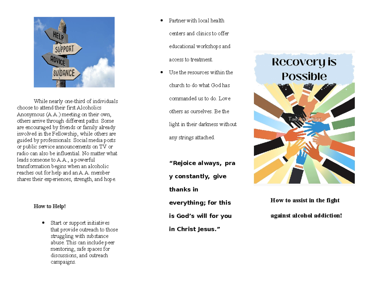AA pamphlet - While nearly one-third of individuals choose to attend ...