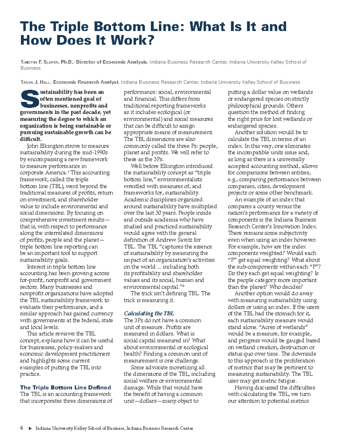 The Tripple Bottom Line-SRME - 4 Indiana University Kelley School of ...