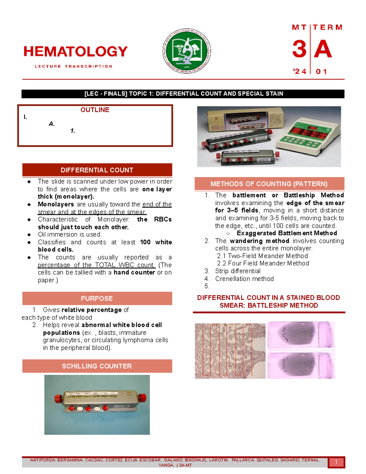 Copy of HEMA Template - Hematology - [LEC - FINALS] TOPIC 1 ...
