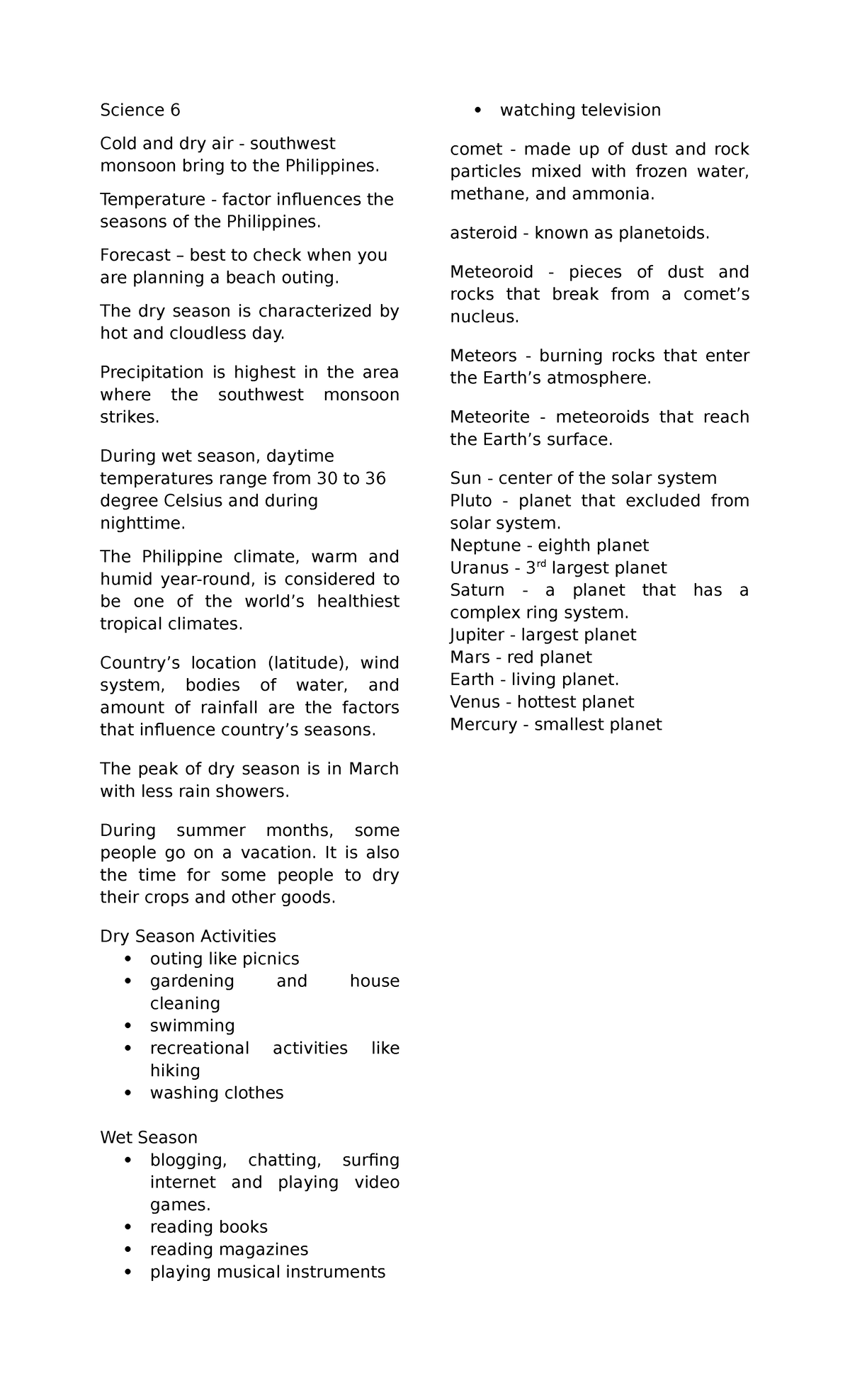 Science 6 - Thanks me later - Science 6 Cold and dry air - southwest ...