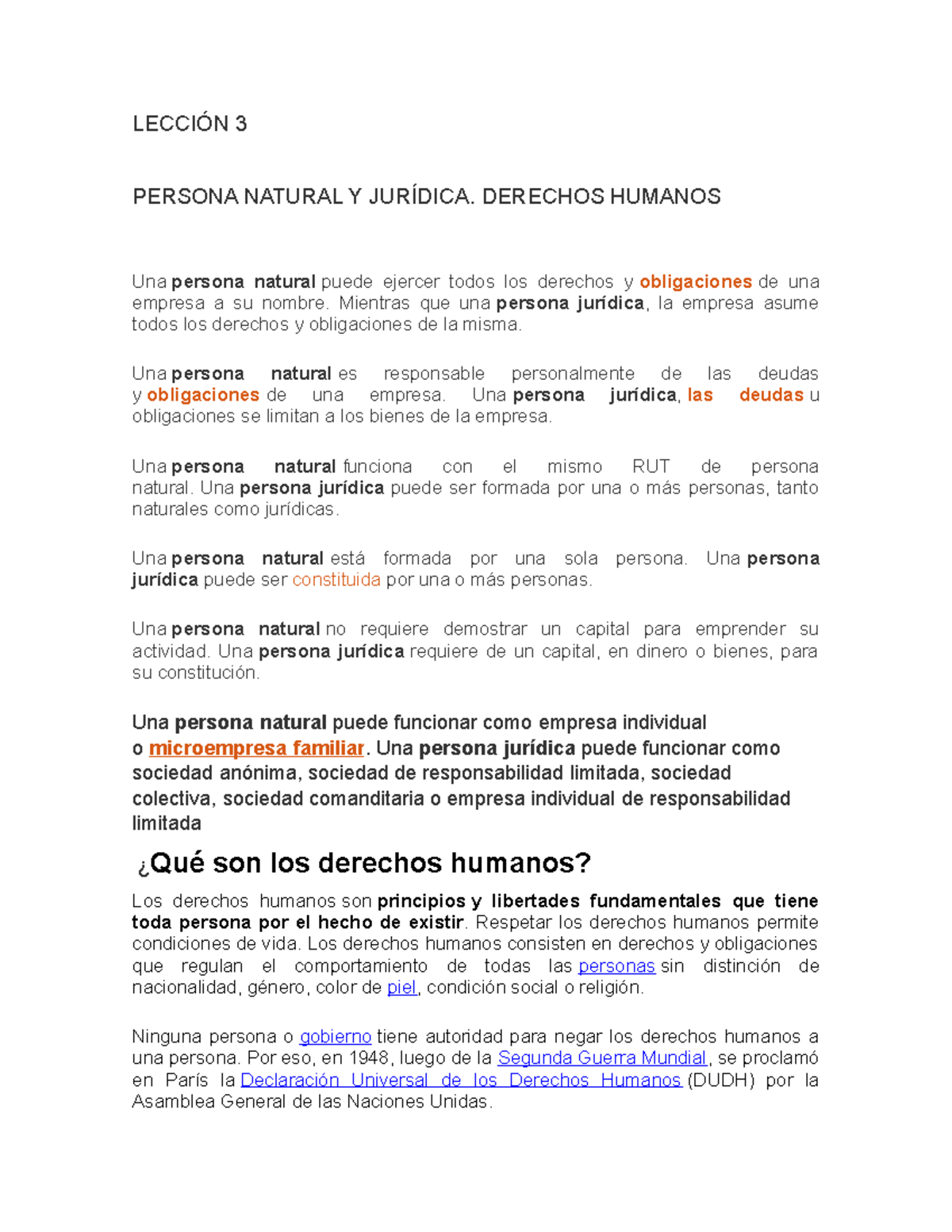 Natural y Persona - LECCIÓN 3 PERSONA NATURAL Y JURÍDICA. DERECHOS ...