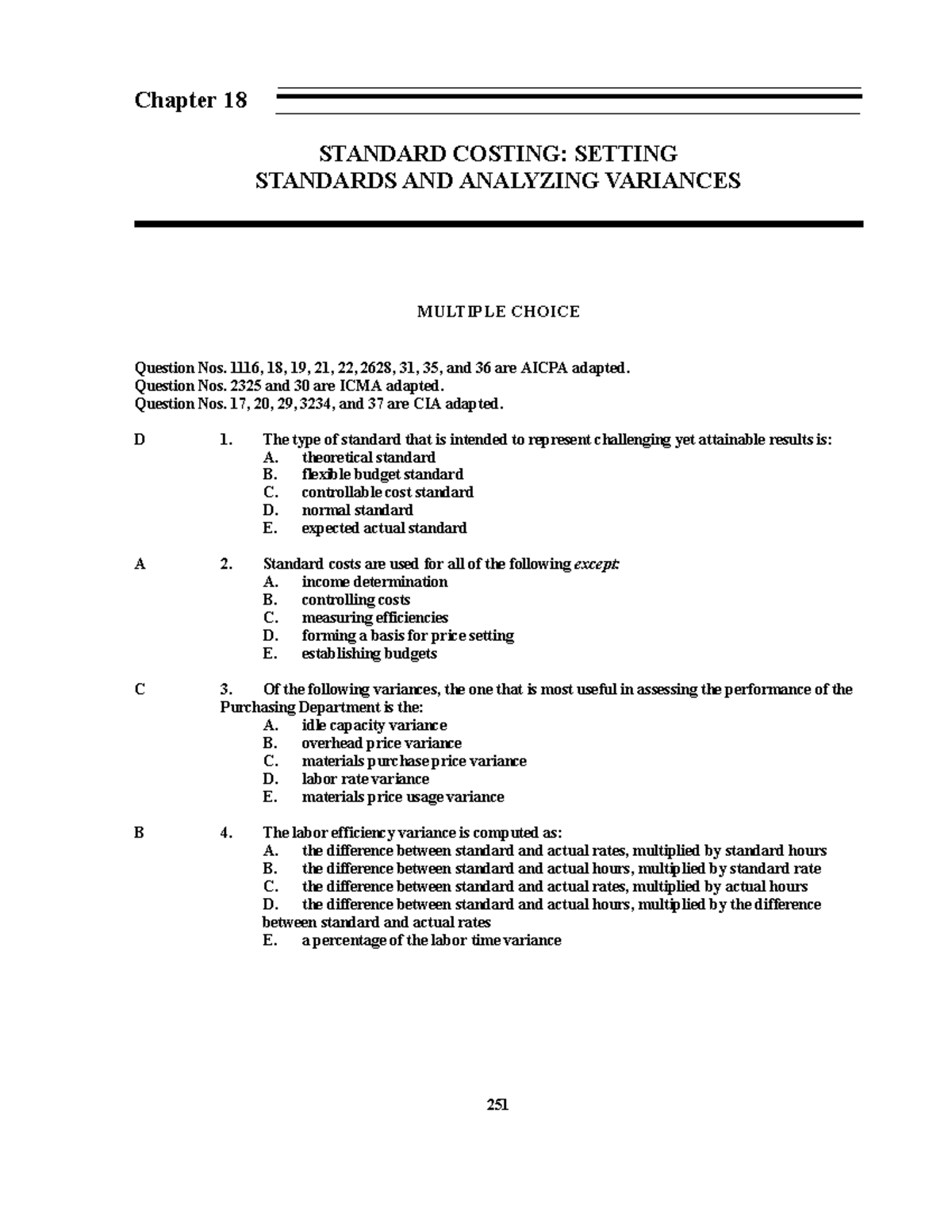 St2 - Yyyyyyy - Chapter 18 STANDARD COSTING: SETTING STANDARDS AND ...