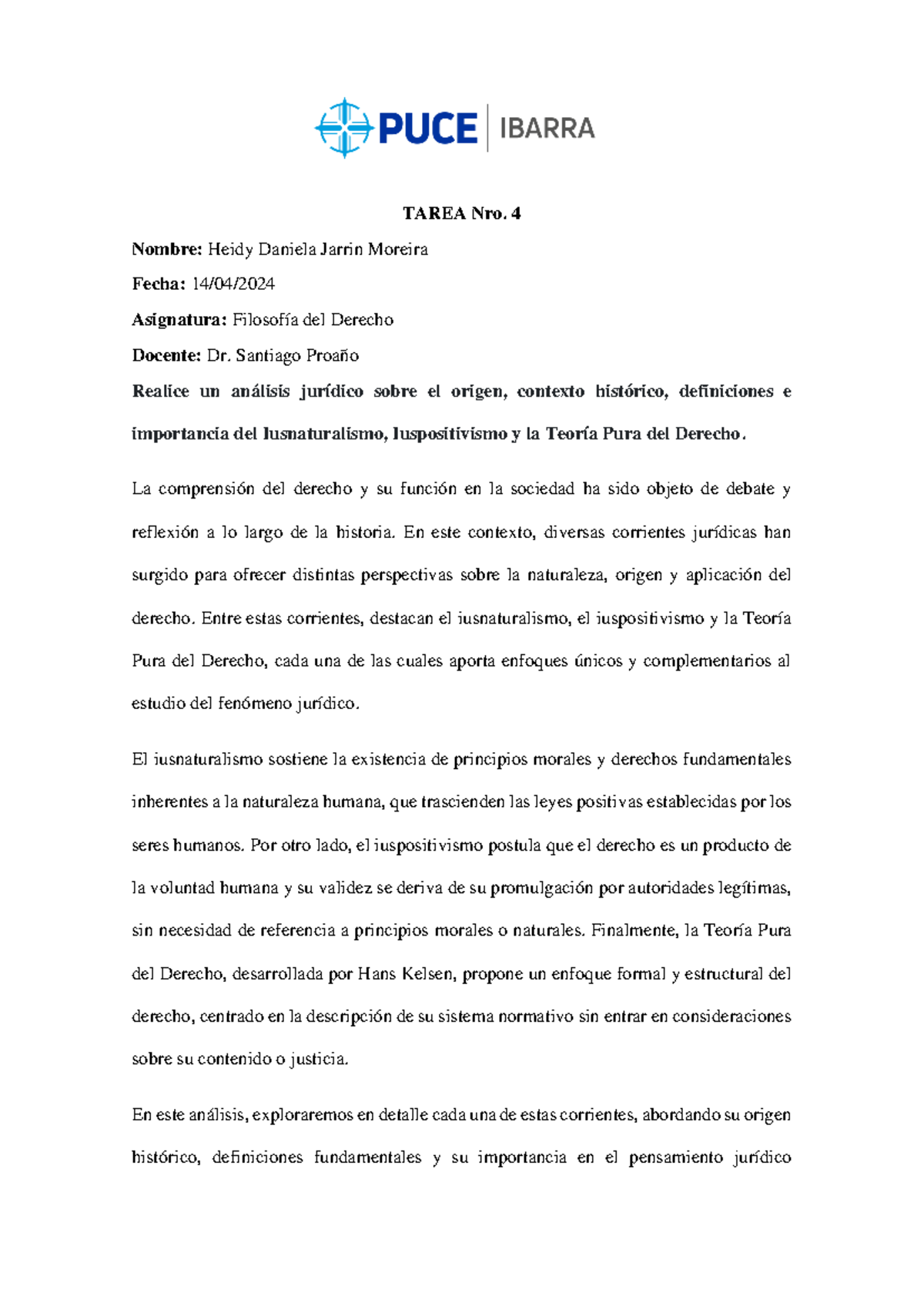 Heidy Jarrin Deber N4 FD - TAREA Nro. 4 Nombre: Heidy Daniela Jarrin Moreira Fecha: 14/04/2 024 ...