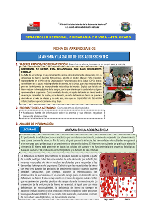 1 Ficha DE Aprendizaje DPCC 4° Grado - “Año del Fortalecimiento de la Soberanía Nacional” I ...