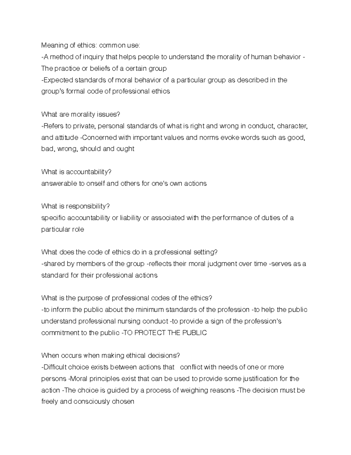 Sts432 4 - STS 432 study guide - Meaning of ethics: common use: -A ...