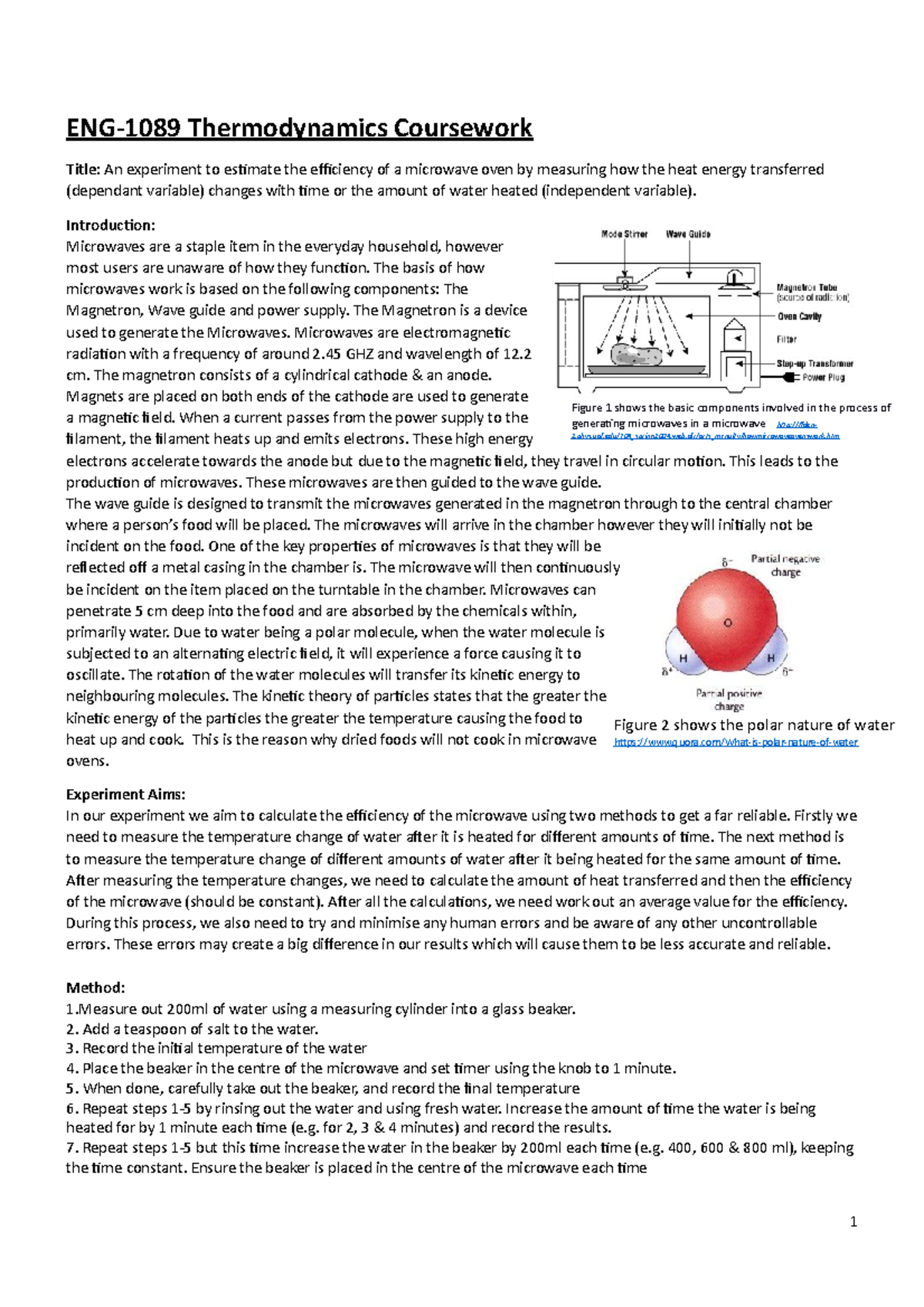 Thermodynamics Coursework - ENG-1089 Thermodynamics Coursework Title ...
