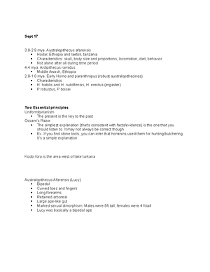 Anthro 321 - Lecture notes 1 - Oct 1 1470: H. rudolfensis 3733 (H ...