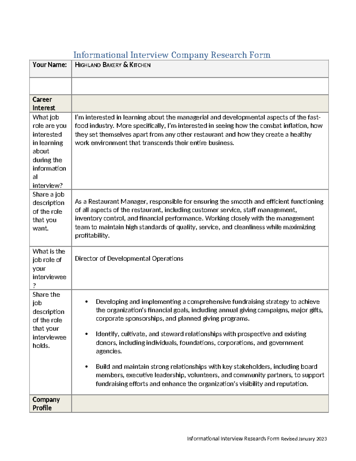 Info Interview Research Form-7 - Informational Interview Company ...