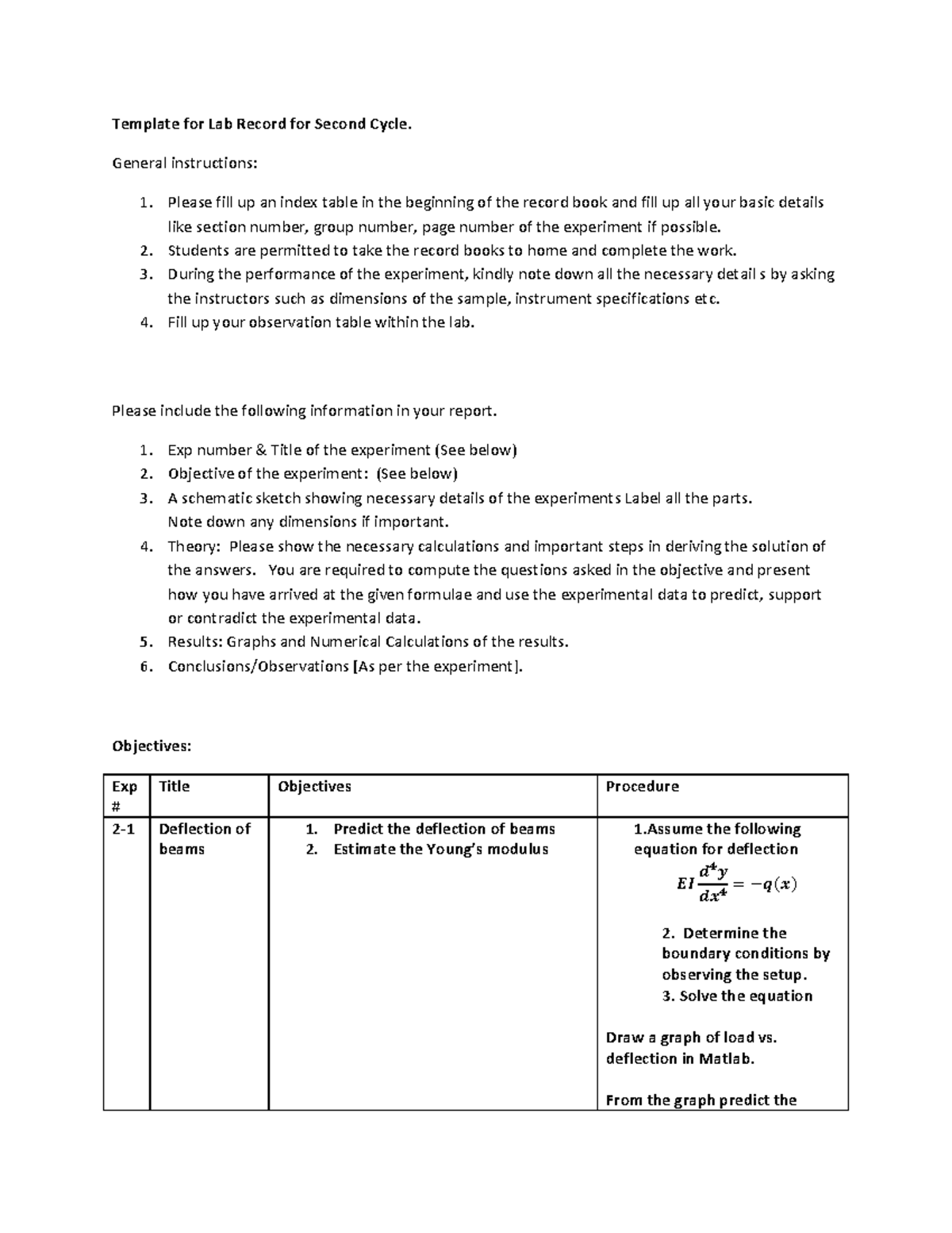 Template for Lab Record for Second Cycle - General instructions: Please ...