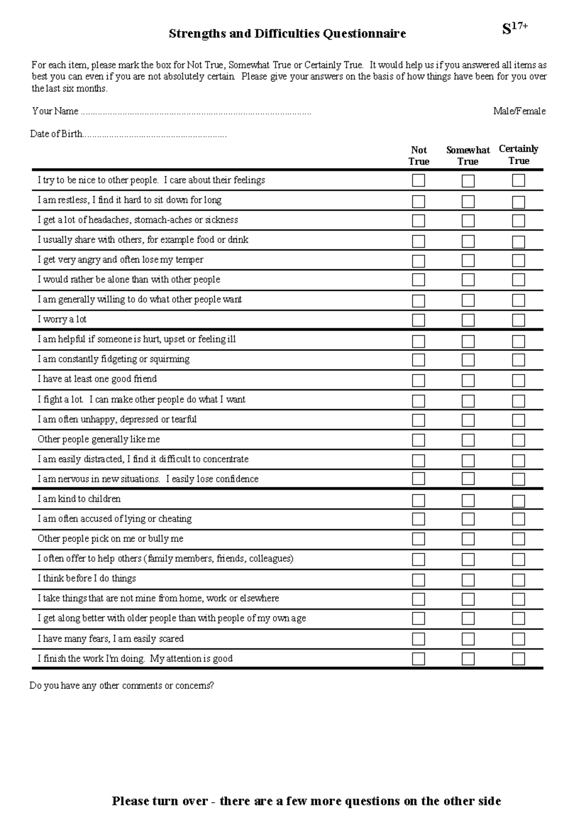 Strength and difficulty questionnaire - Strengths and Difficulties ...