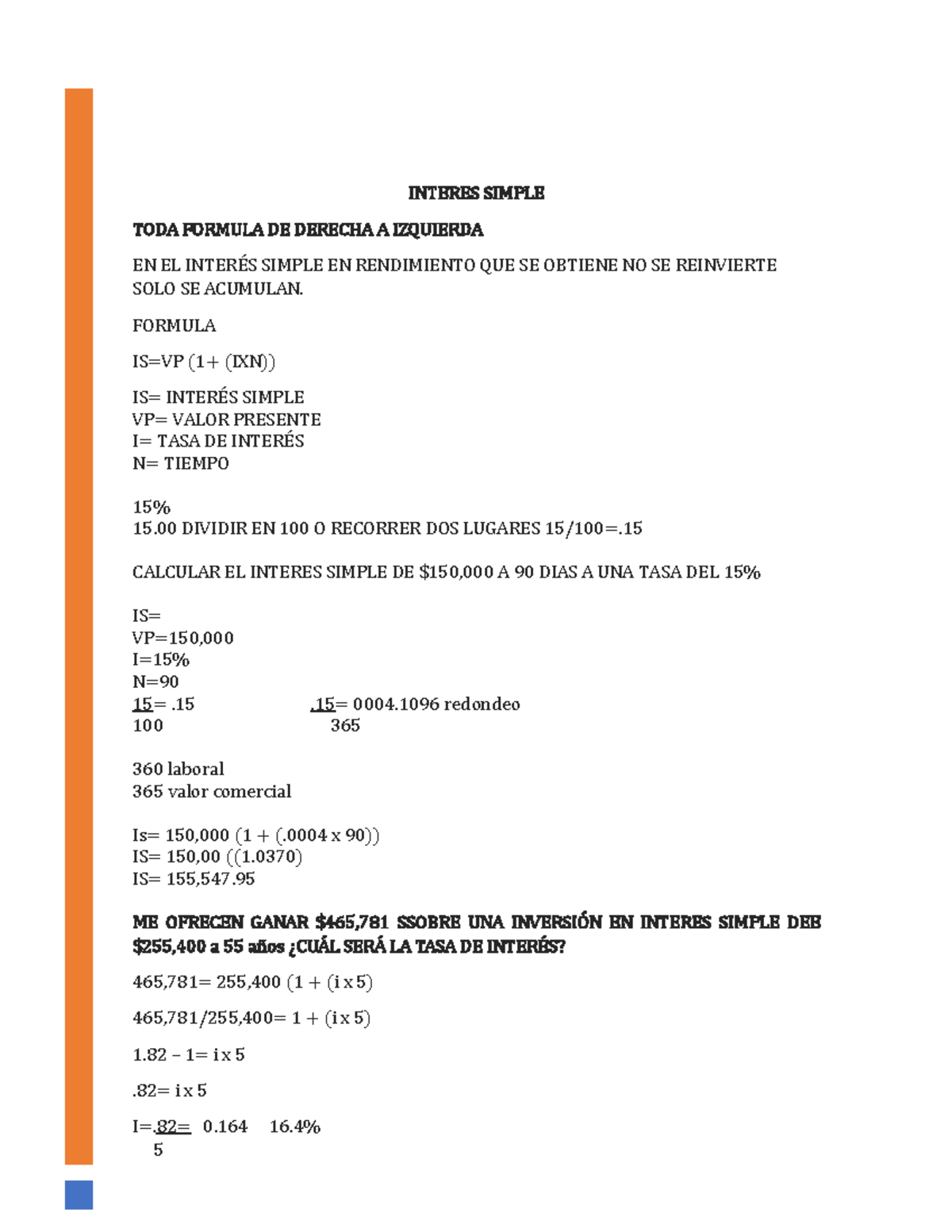 NTERES SIMPLE Y COMPUESTO - INTERES SIMPLE TODA FORMULA DE DERECHA A ...