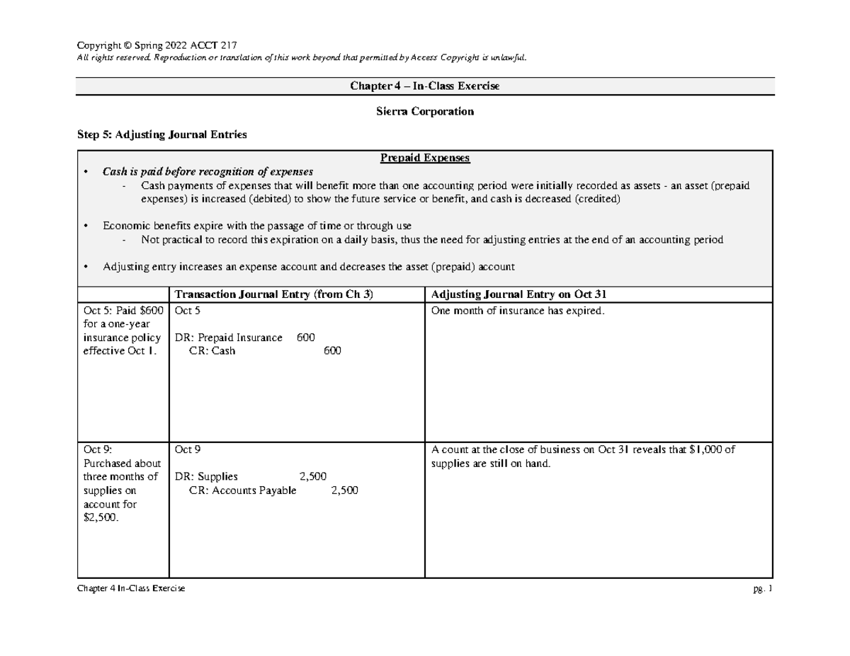 Ch 4-In Class Practice worksheet - All rights reserved. Reproduction or ...