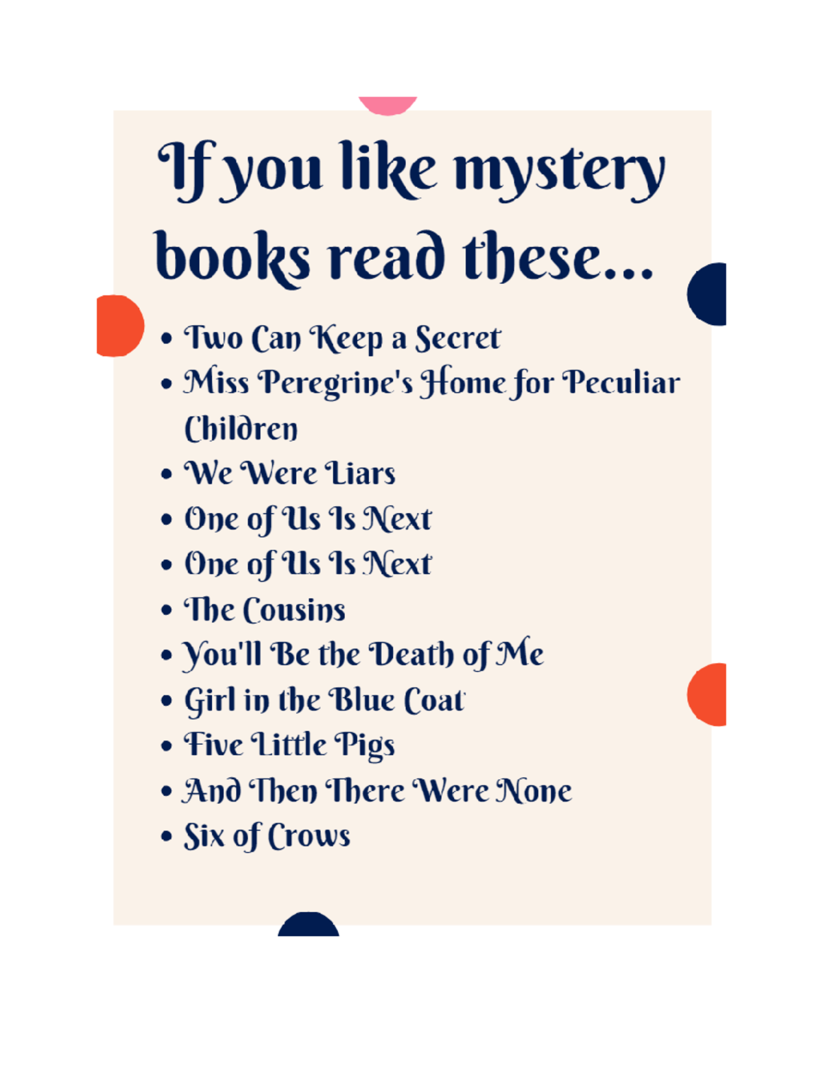 Library - GT Notes. - If you like mystery books read these Two Can Keep ...