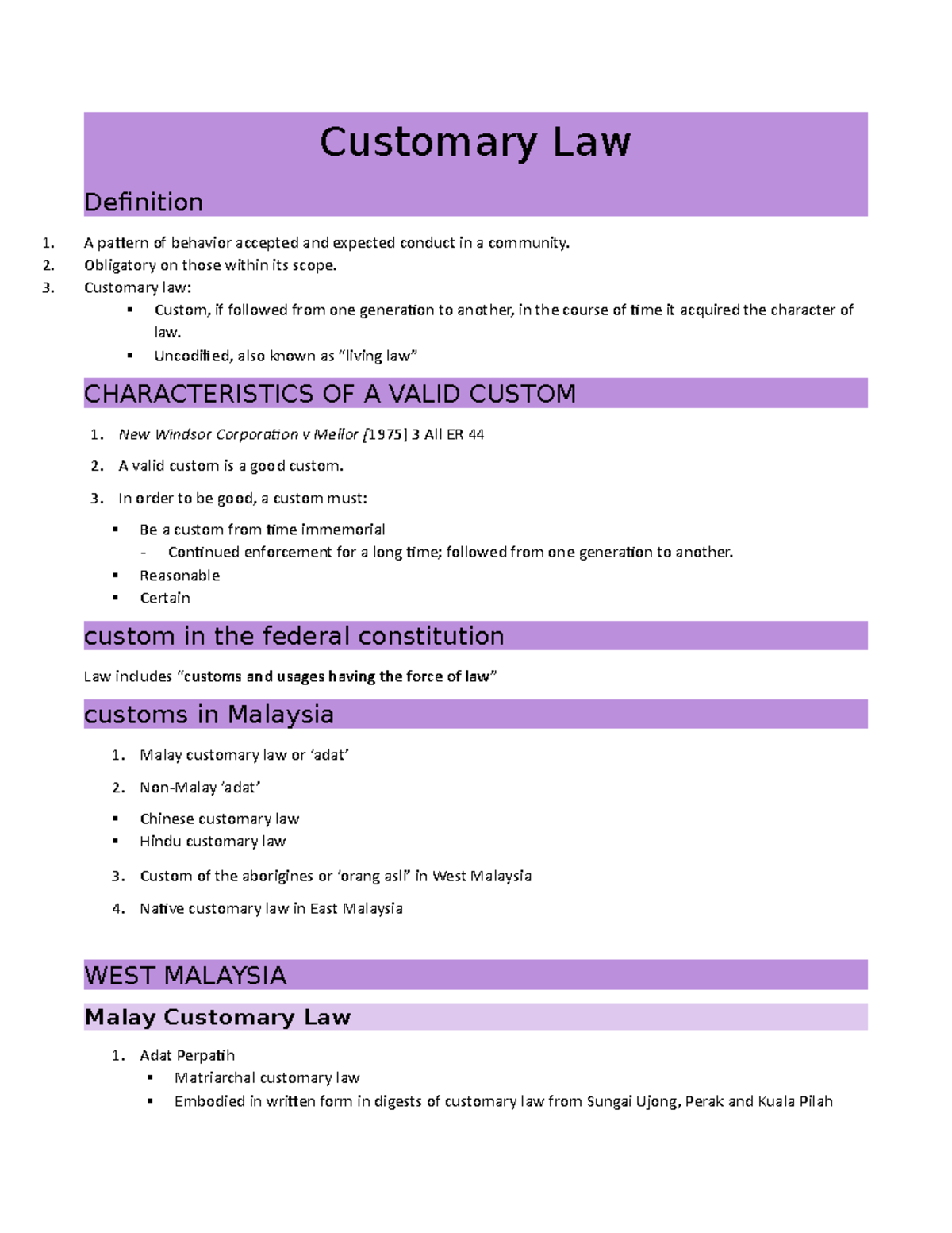 MLS-Customary Law - dadea - Definition A pattern of behavior accepted ...