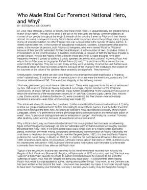 Our Task To Make Rizal Obsolete Renato Constantino - OUR TASK: TO MAKE ...