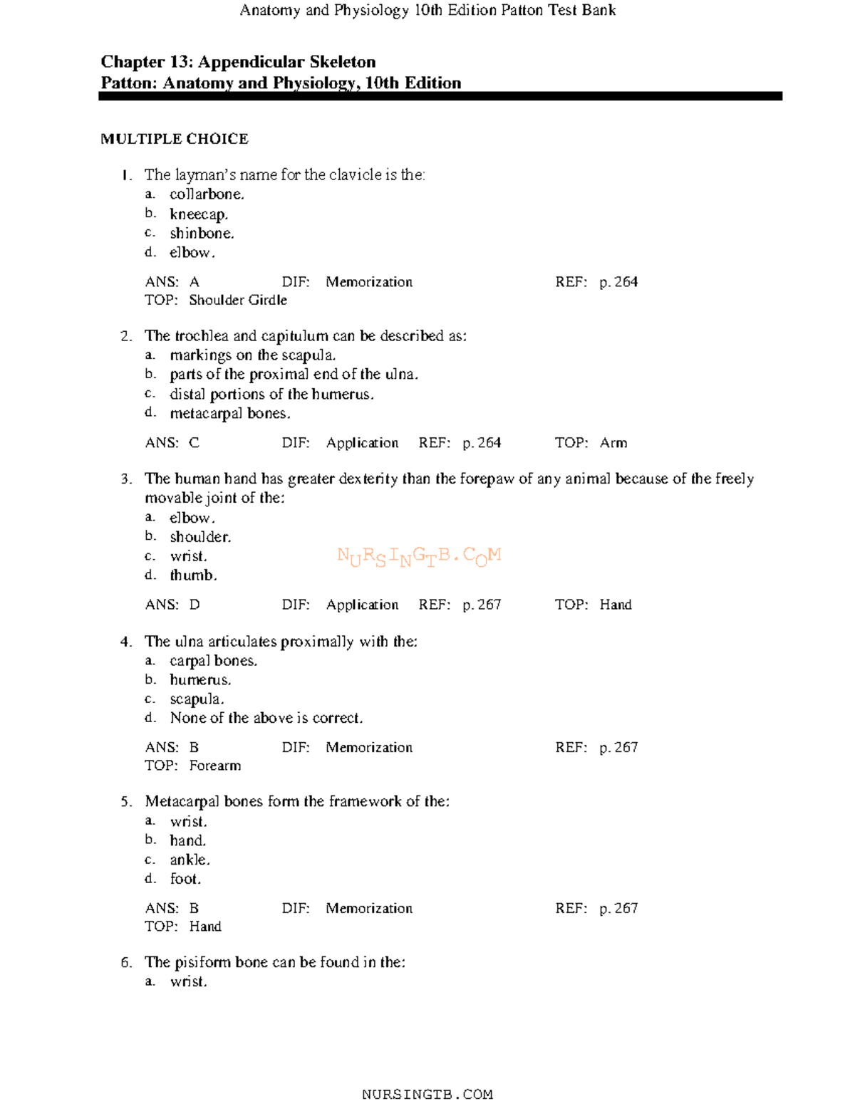 Appendicular Skeleton - NURSINGTB Chapter 13: Appendicular Skeleton ...