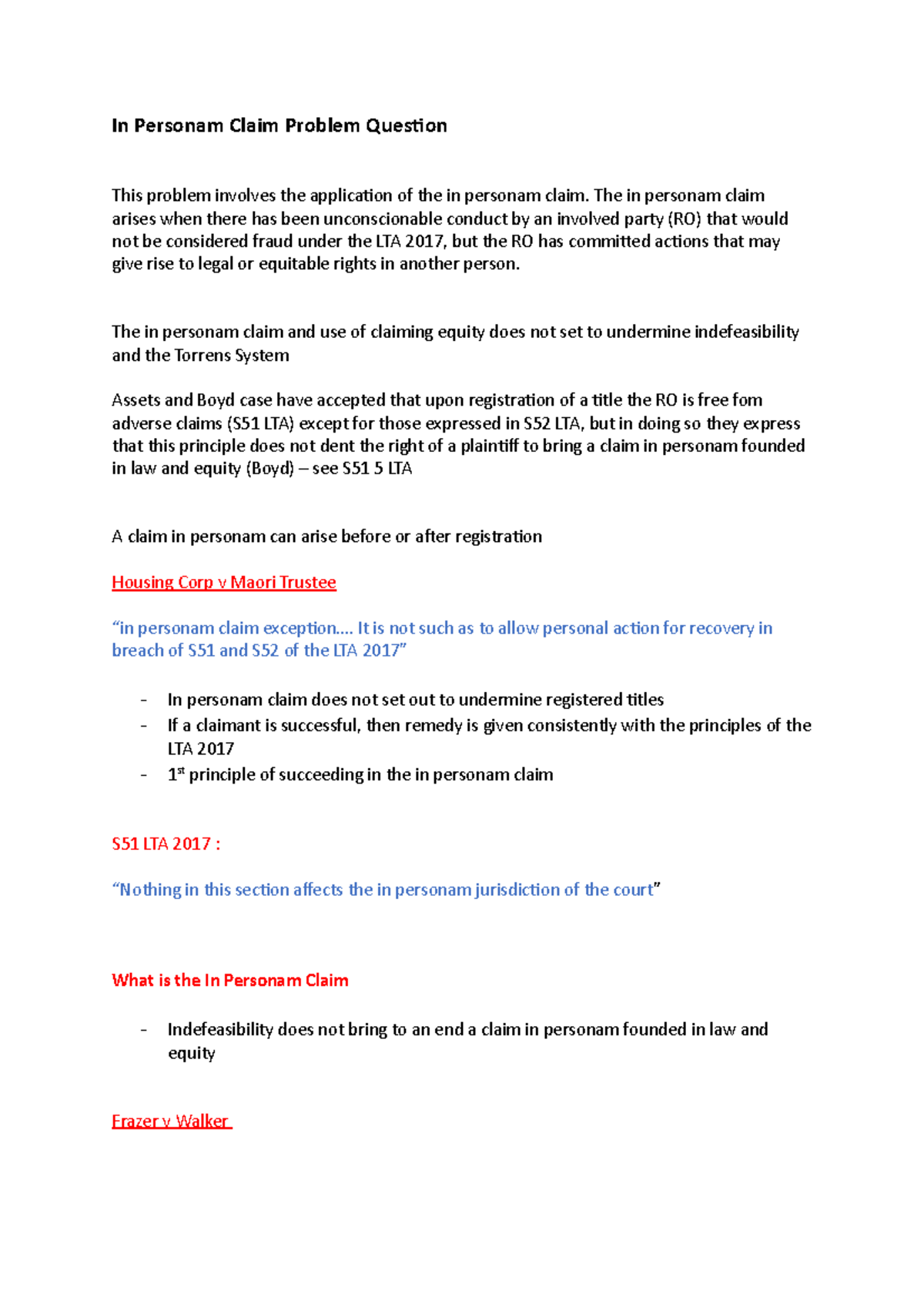 In Personam Claim Problem Question - The in personam claim arises when ...