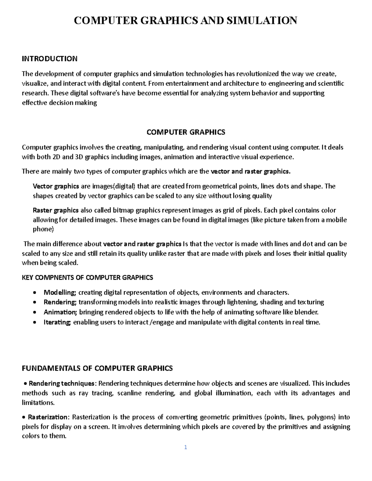Computer Graphics AND Simulation THE FINE ONE - COMPUTER GRAPHICS AND SIMULATION INTRODUCTION ...
