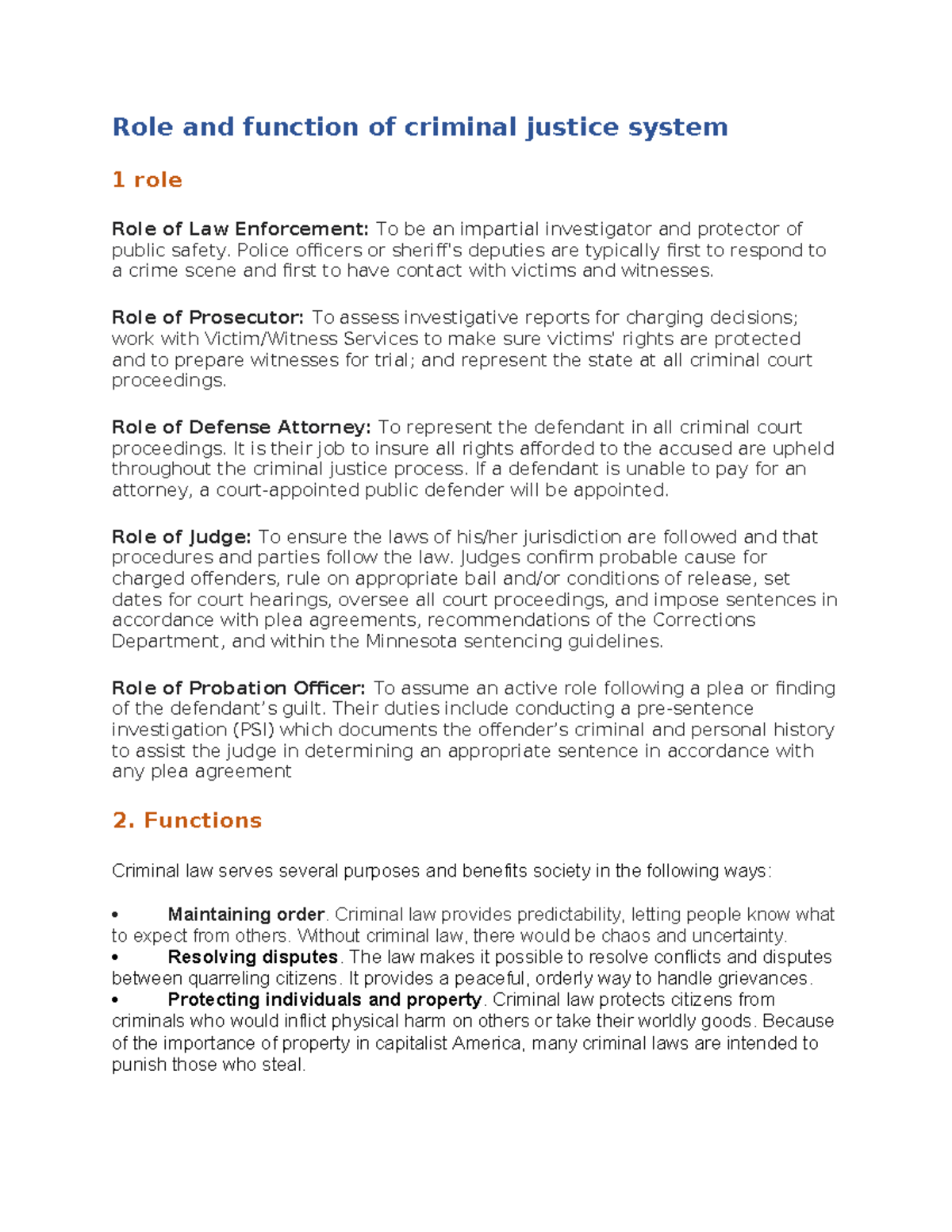 Domestic violence - Role and function of criminal justice system 1 role ...