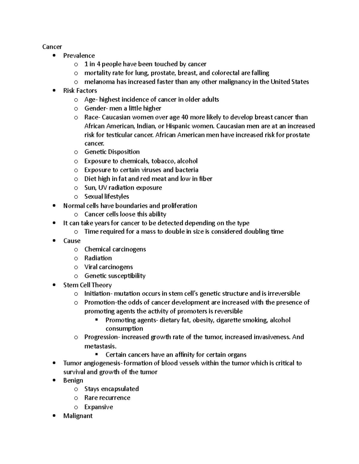 Cancer - Professor O'Keefe - Cancer Prevalence o 1 in 4 people have ...