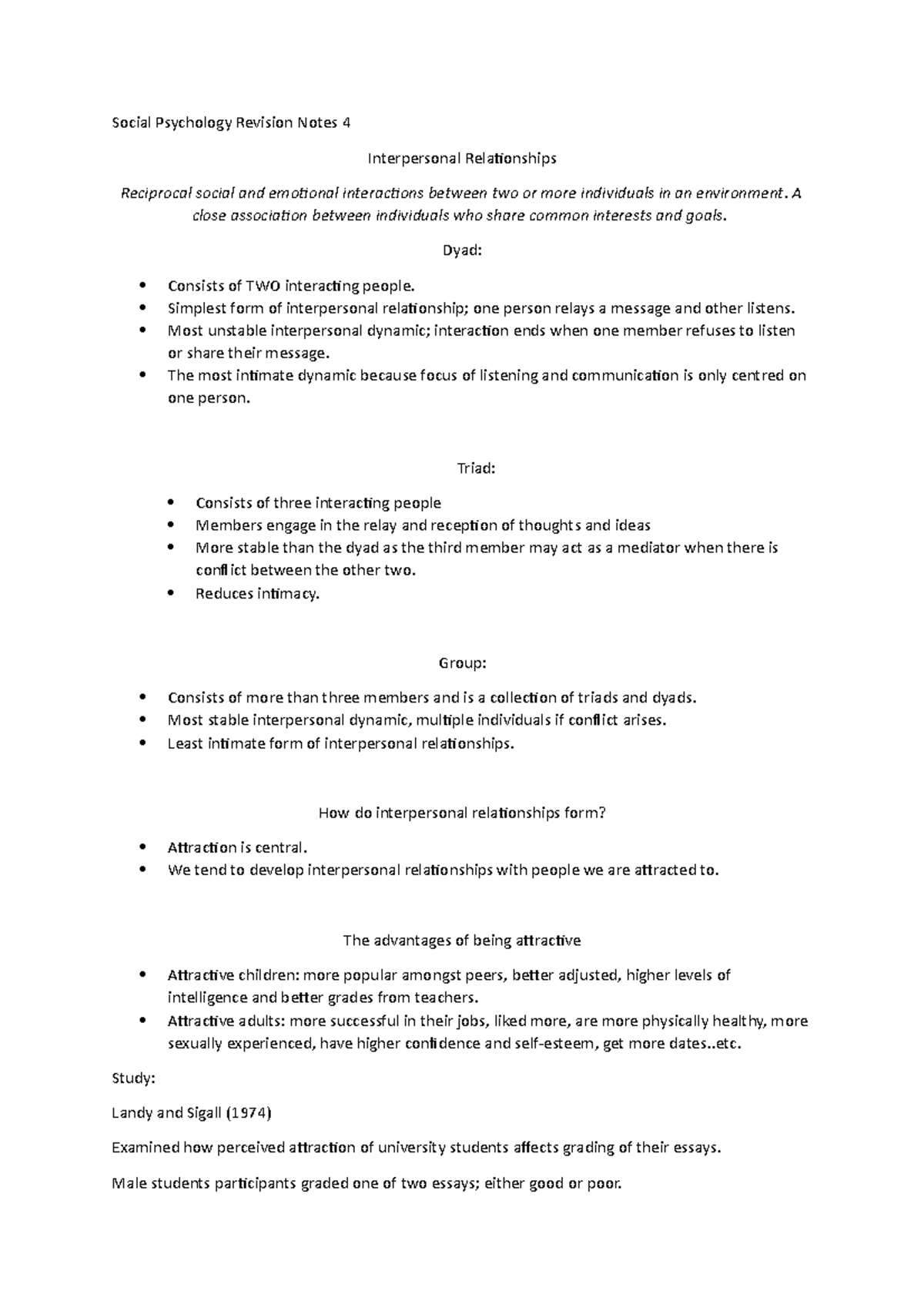 Social Psychology Revision Notes 4 - A close association between ...