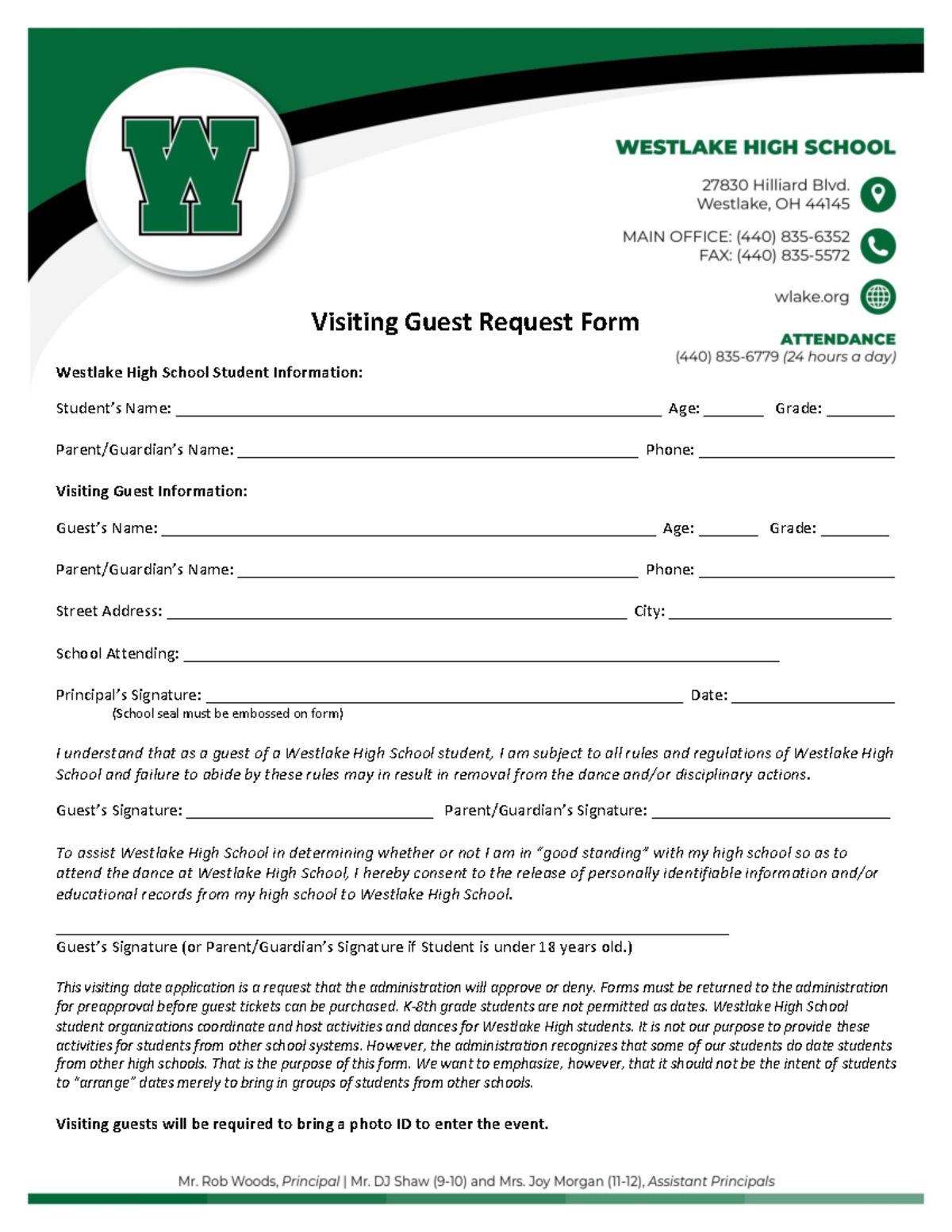 WHSDance Guest Request Form - Visiting Guest Request Form Westlake High ...