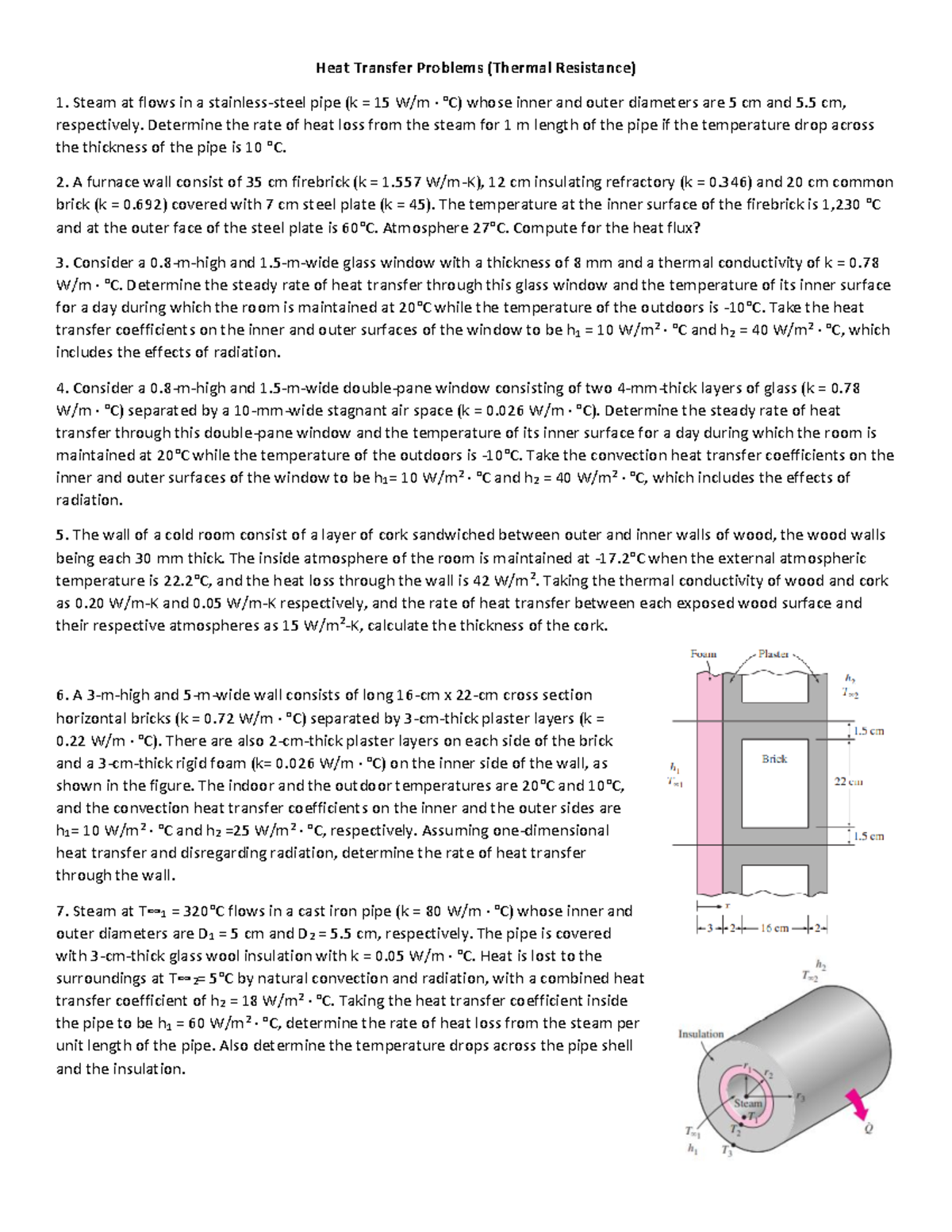 Heat Transfer Problems - Determine the rate of heat loss from the steam ...