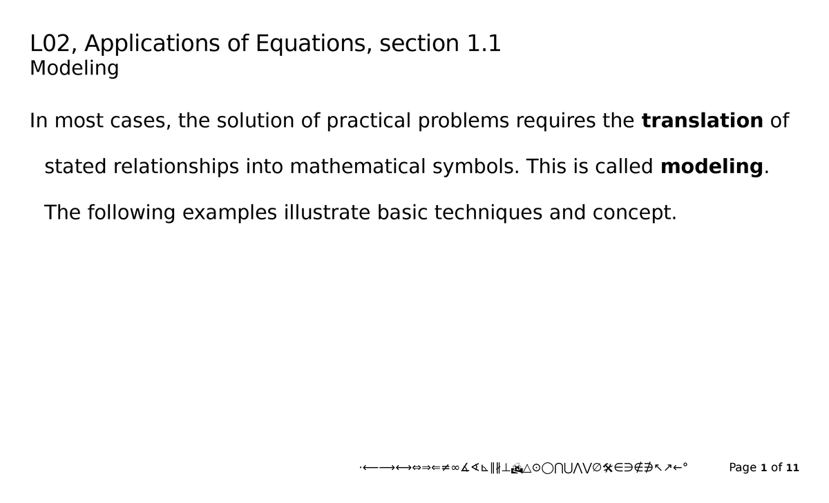 L02 appl eqns - examples - L02, Applications of Equations, section 1 ...
