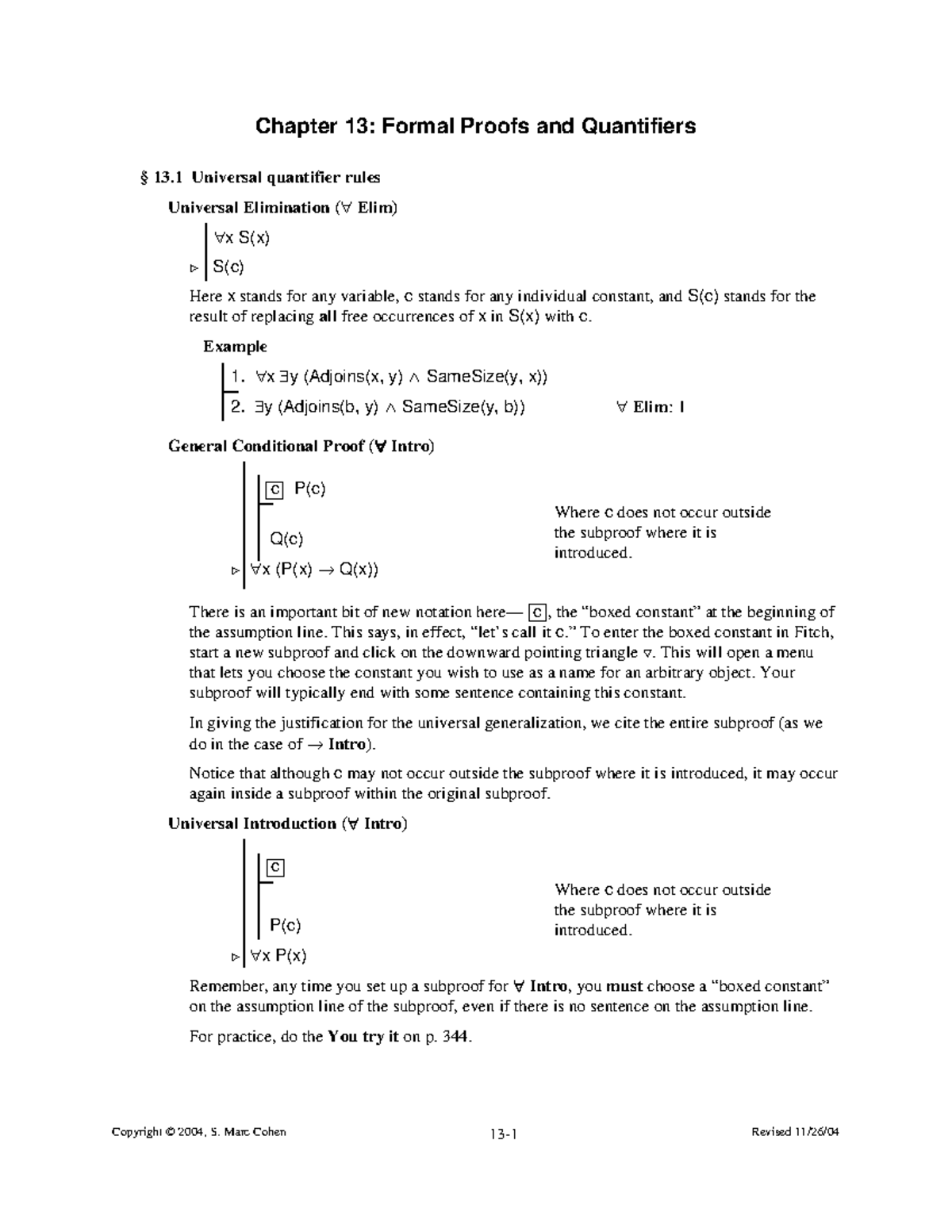 Chapter 13 - aaa - Chapter 13: Formal Proofs and Quantifiers § 13 ...