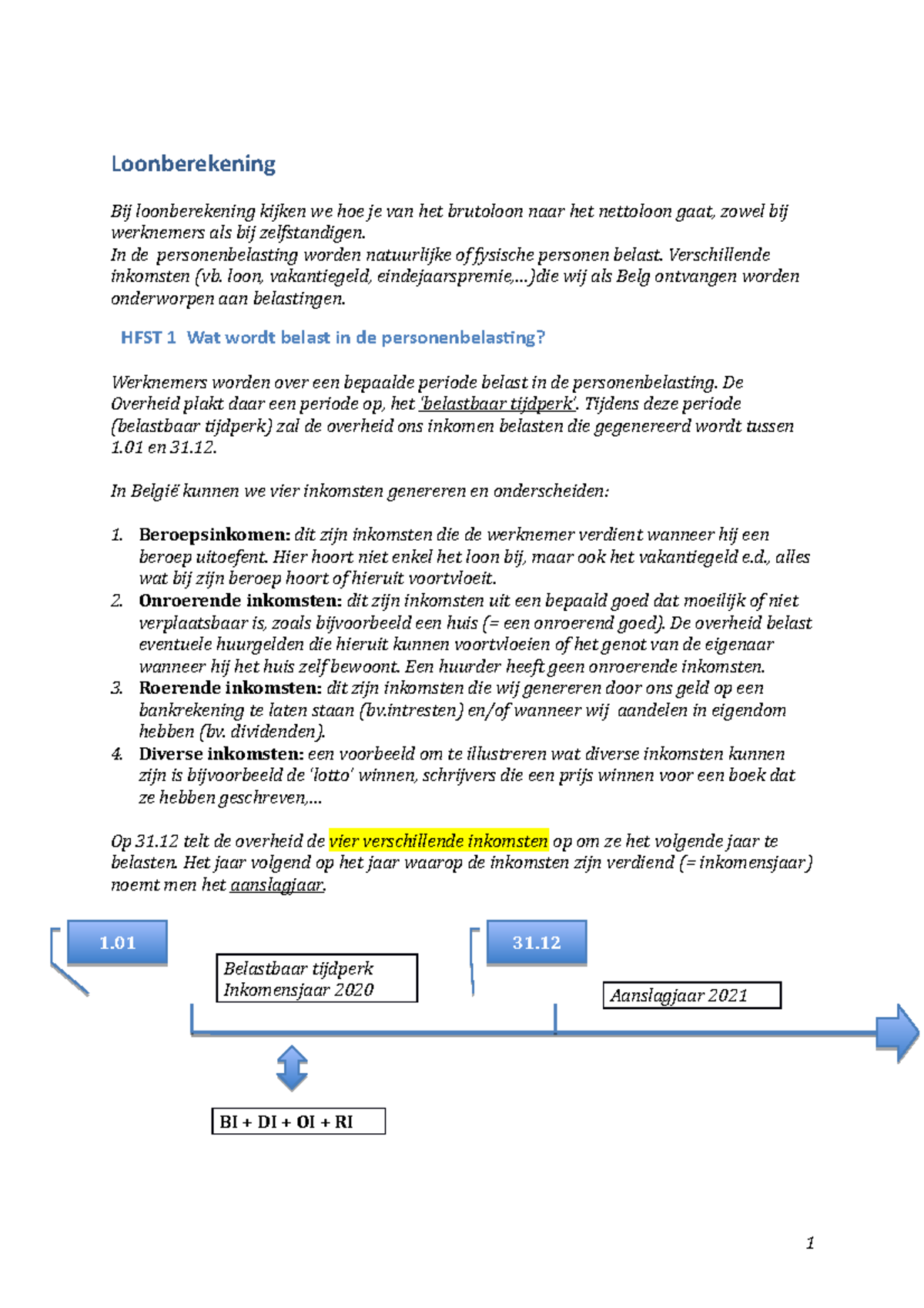 Lesnotities Loonberekening extra uitleg - Loonberekening Bij ...