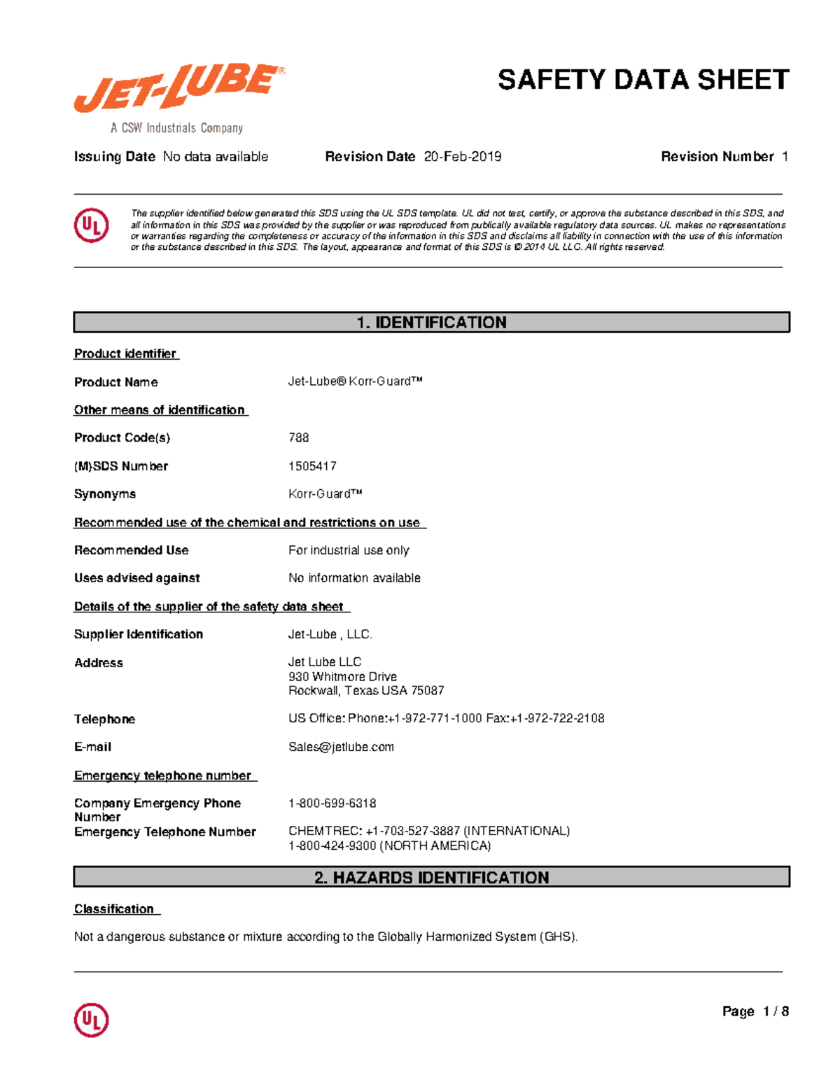 Korr-Guard MSDS - MSDS GRASA - - Studocu