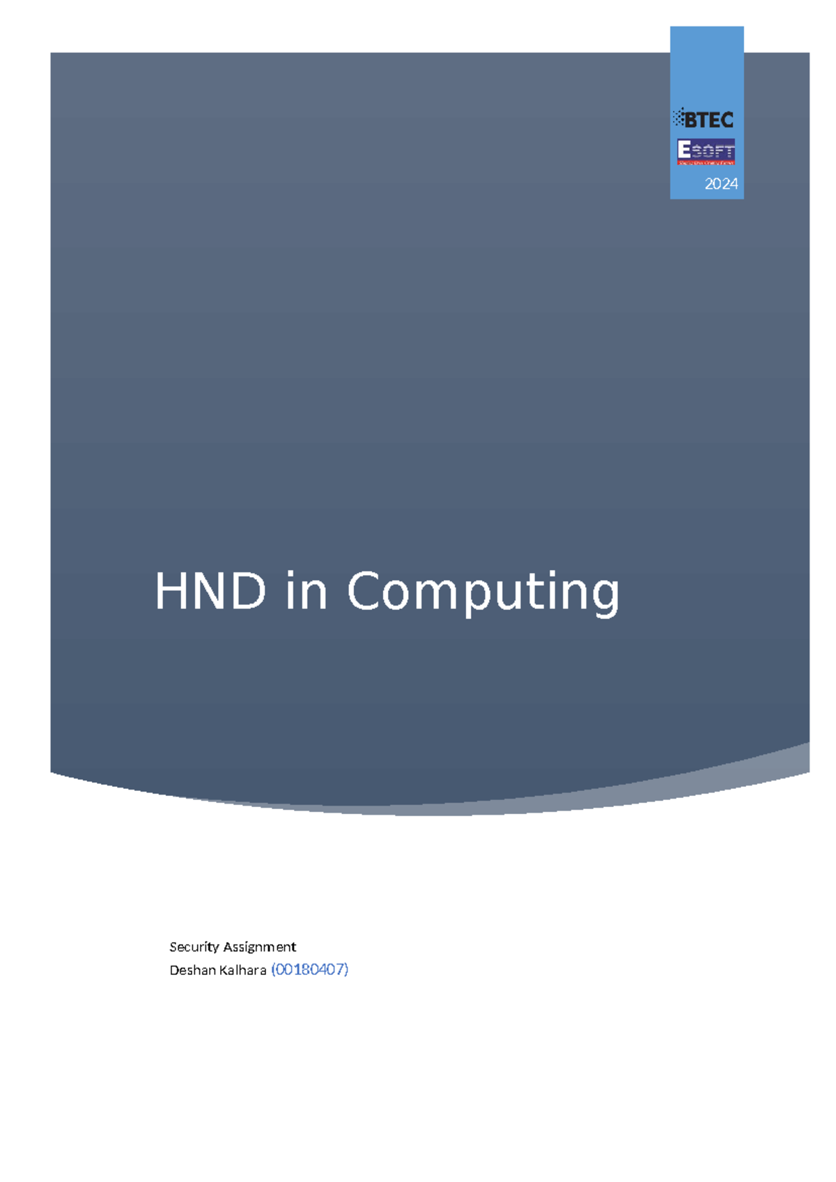 Secrity Assignment - HND in Computing 2024 Security Assignment Deshan ...