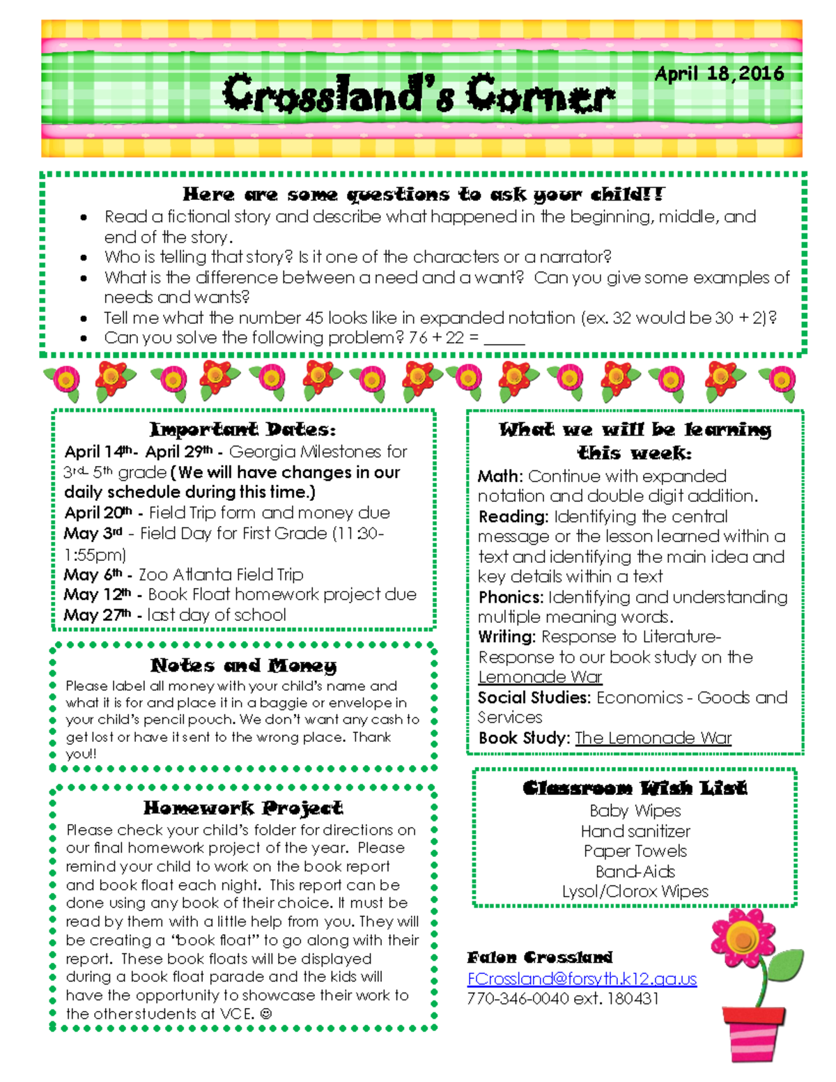 4 18 16 2 - ijpgjsvop;sjzop - Crossland’s Corner April 18, Here are ...