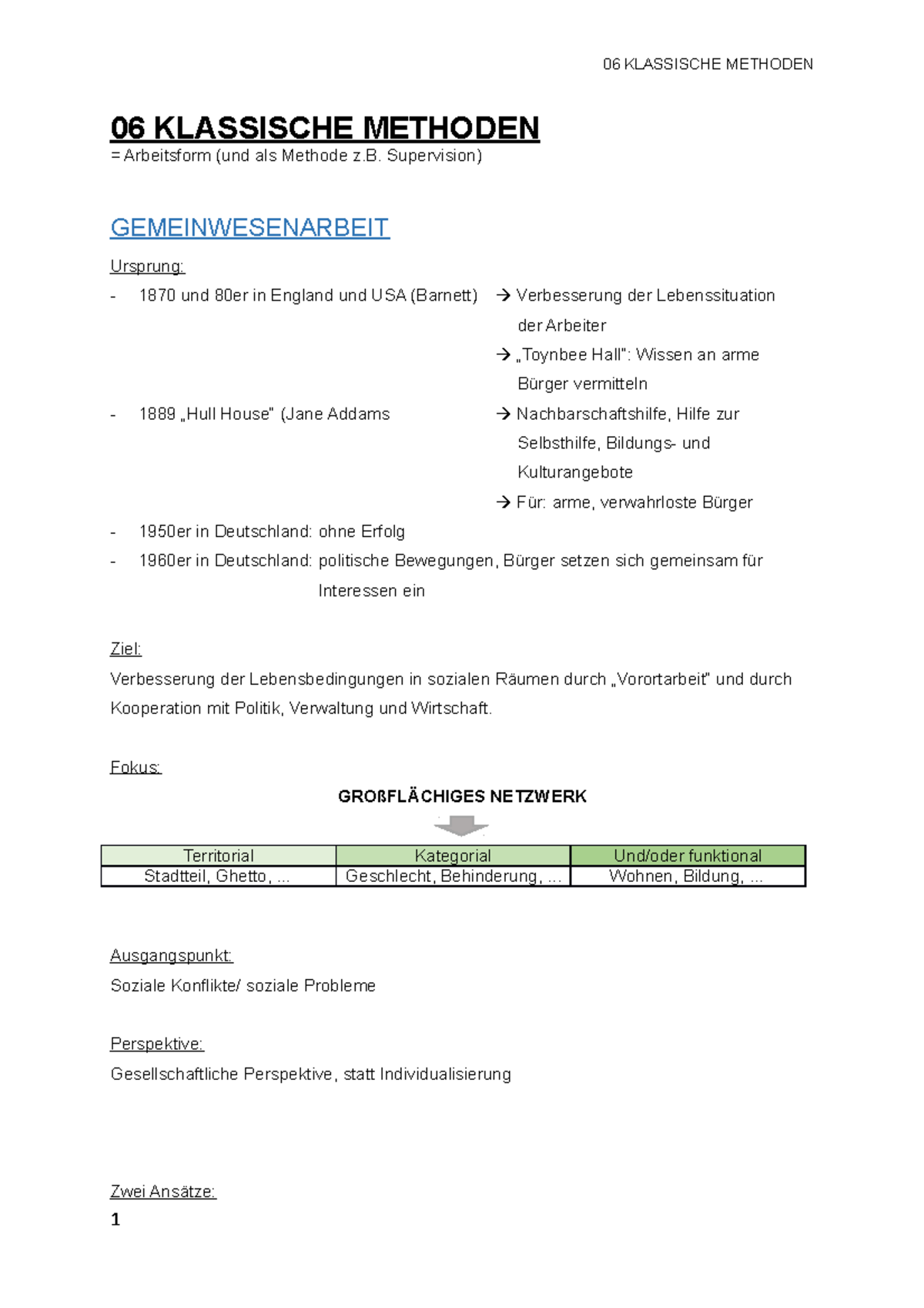06 Klassische Methoden - 06 KLASSISCHE METHODEN = Arbeitsform (und als ...